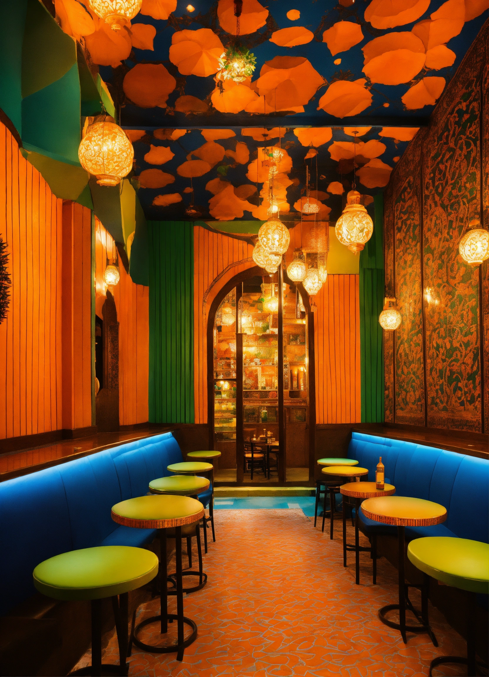 Lexica - Indian restaurant interior, Mandela shapes and backlight ...