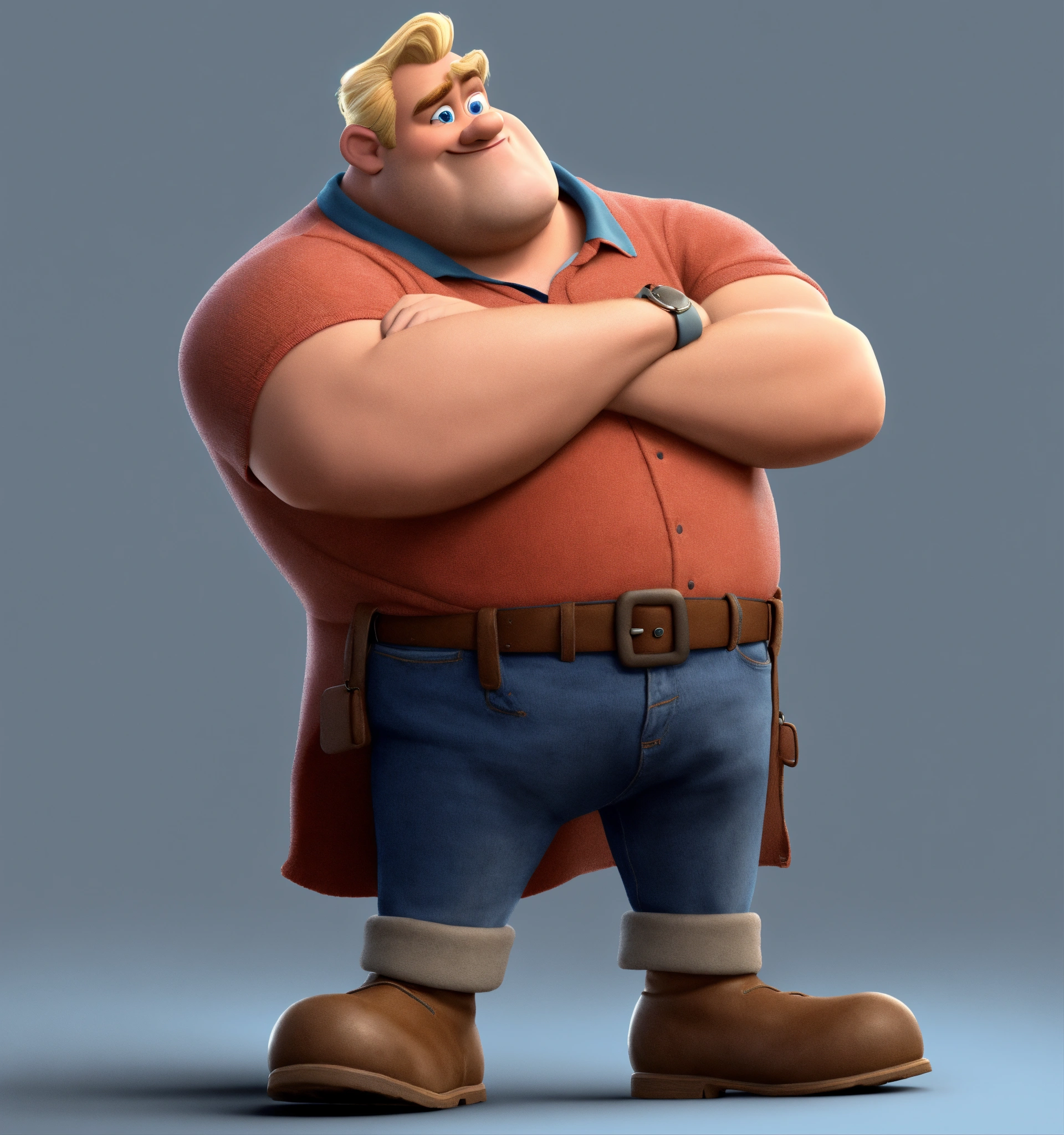 Lexica - Pixar middle-aged man blonde full body blue eyes big nouse cartoon