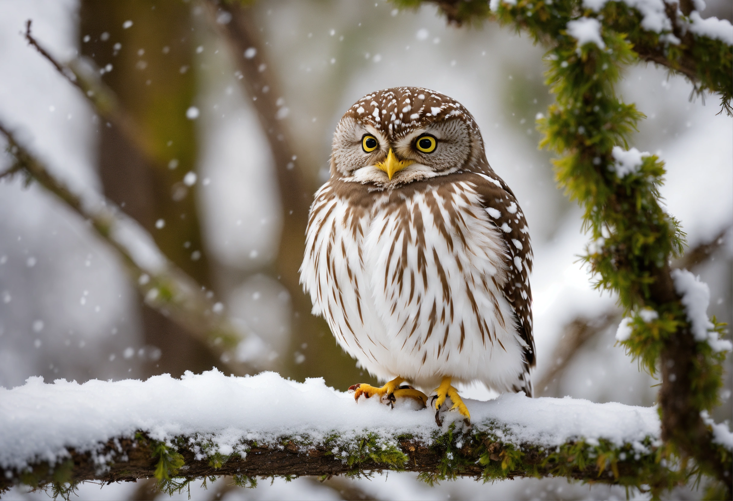 Lexica - Cute white Northern Pygmy Owl in snow