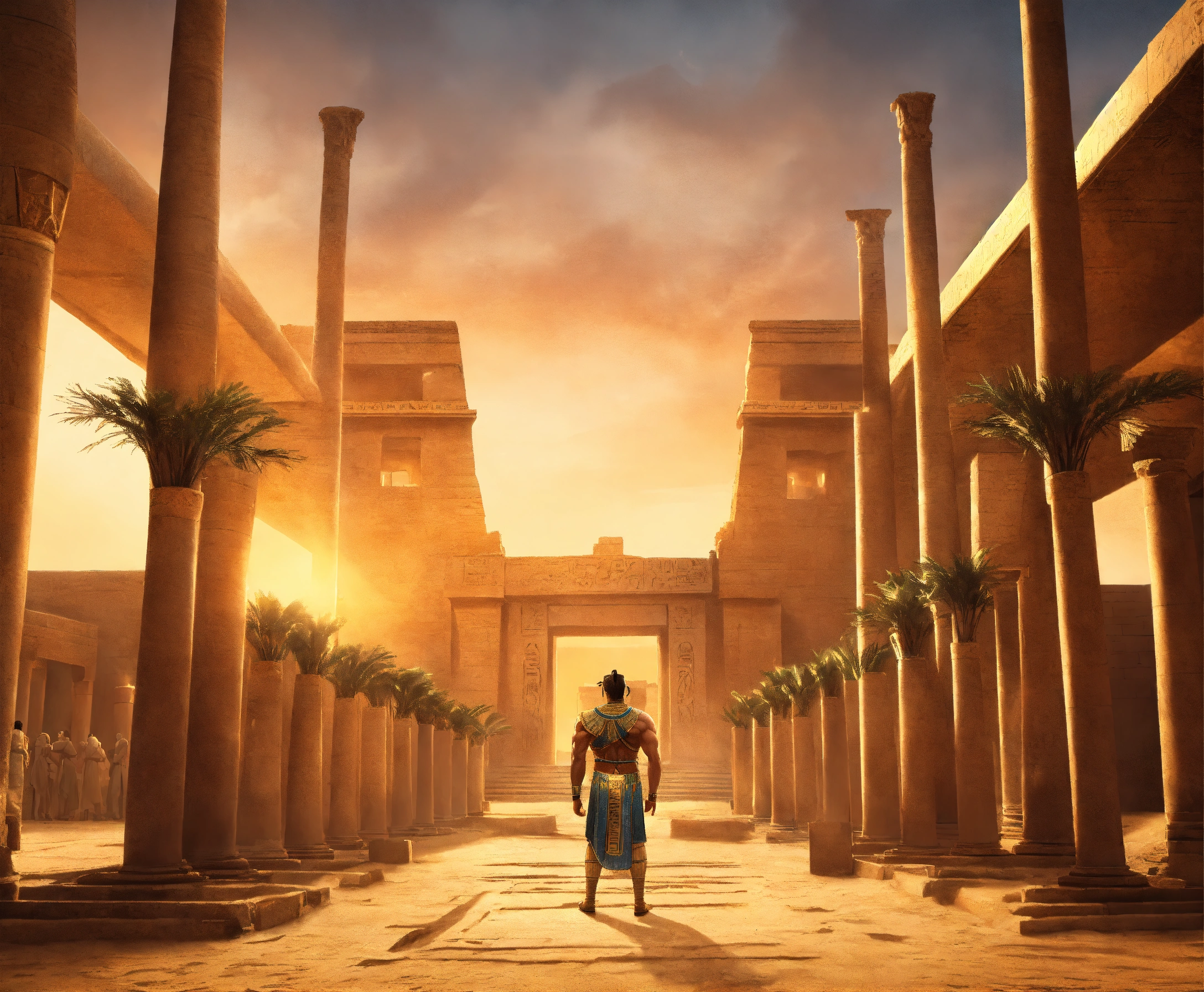Lexica - An epic fantasy scene in ancient Egypt featuring a big hall un ...