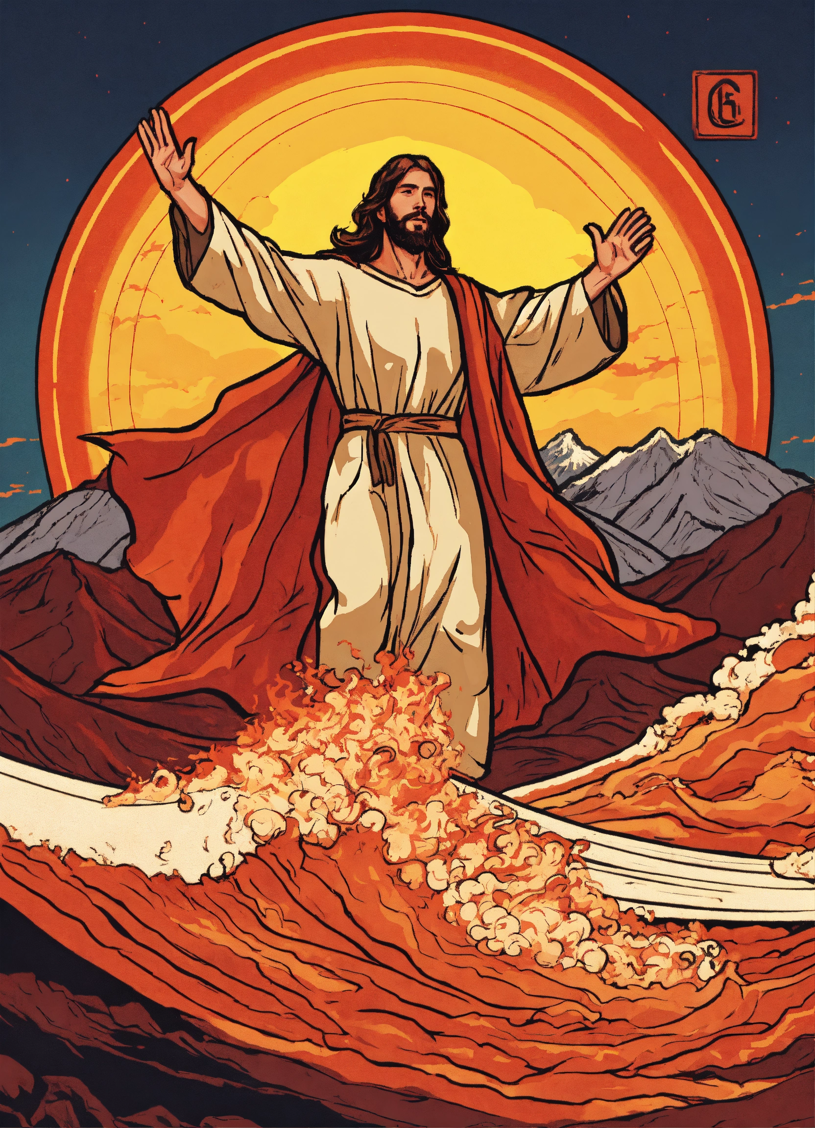 Lexica - Surfer Jesus surfing down Lone Peak mountain, on a wave of ...