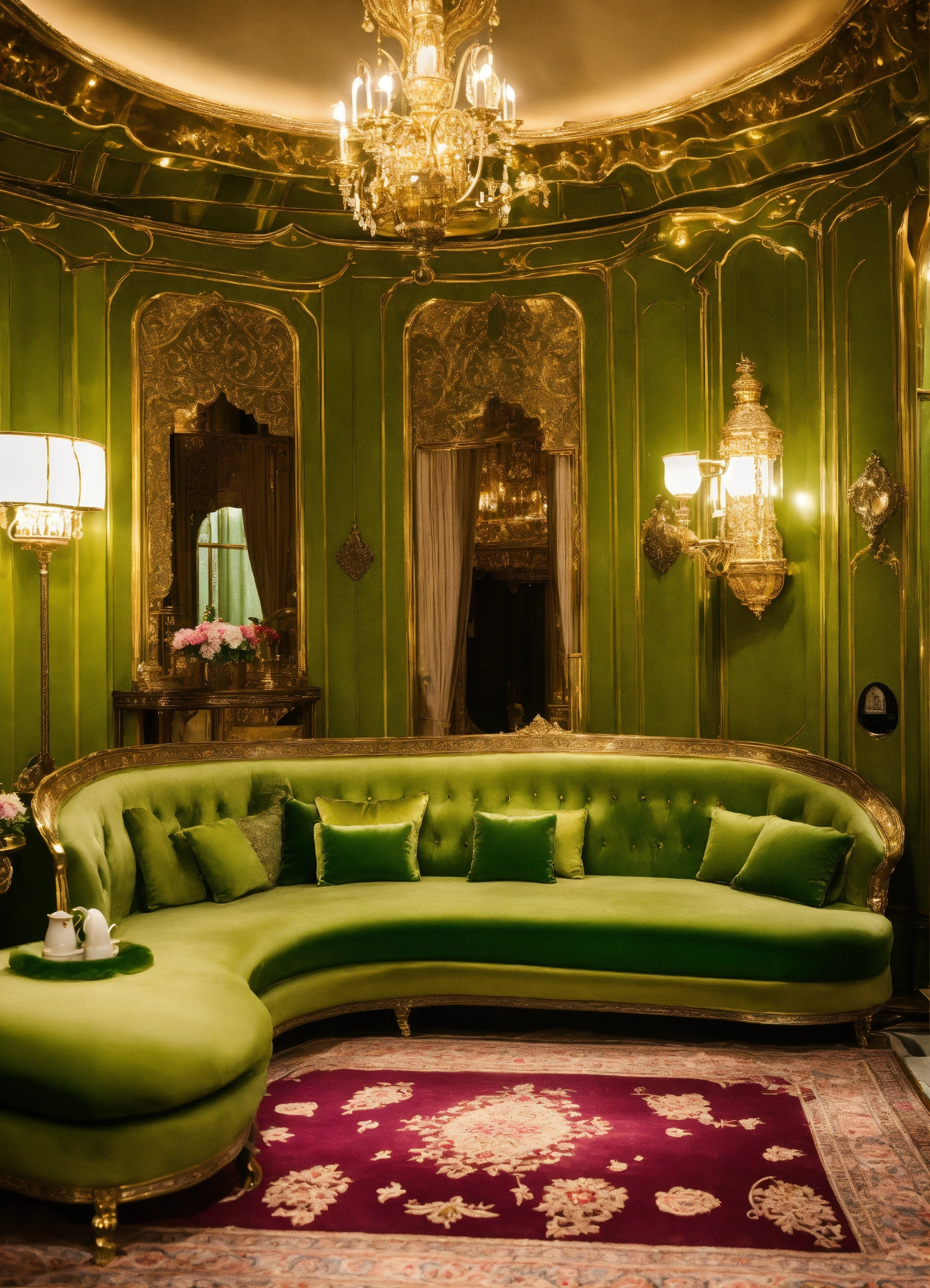 Lexica - Baroque french Saudi olive green nouveau riche style airplane ...