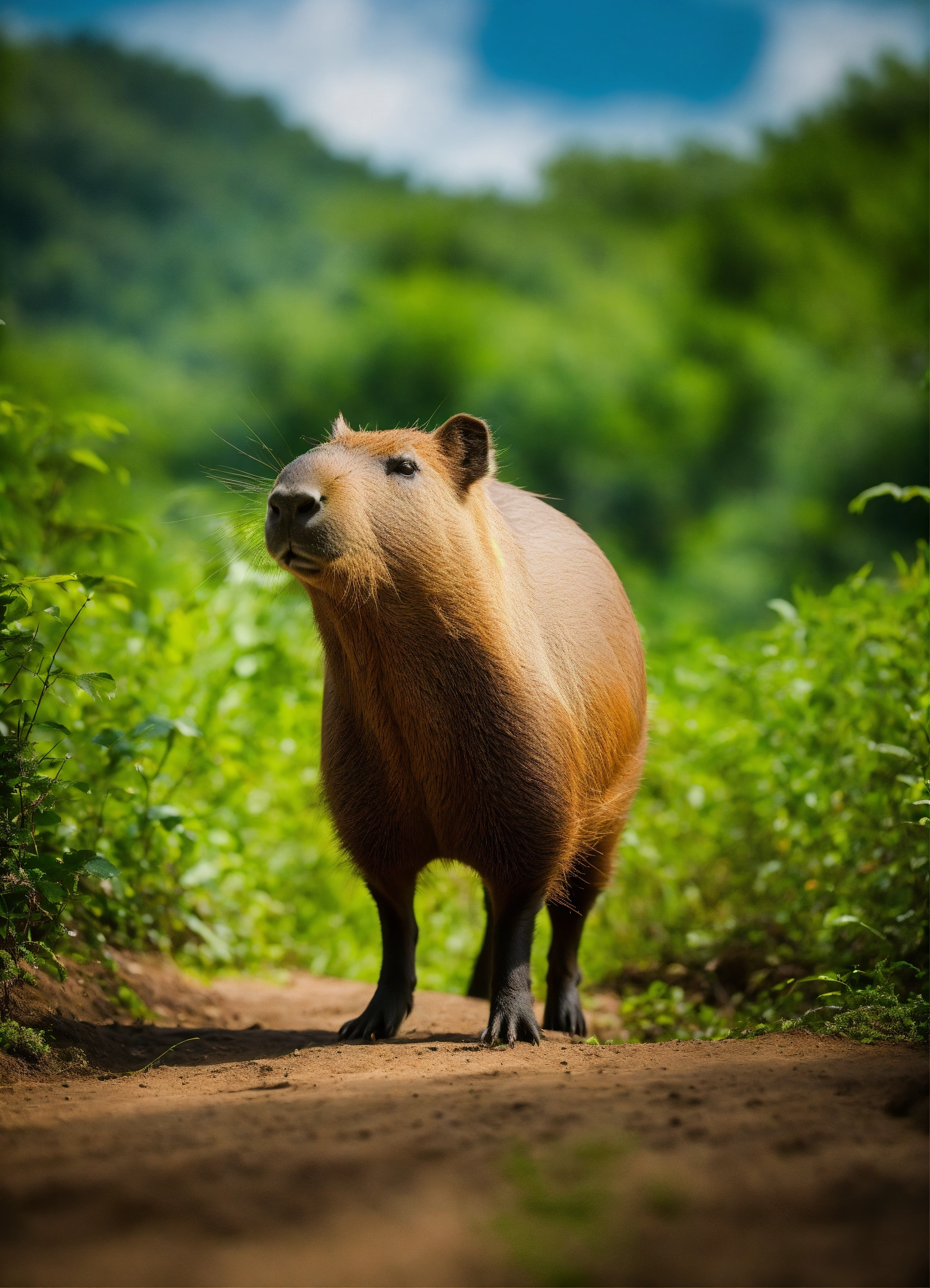 Lexica - Capybara, national geographic, earthy brown, jungle green, sky ...