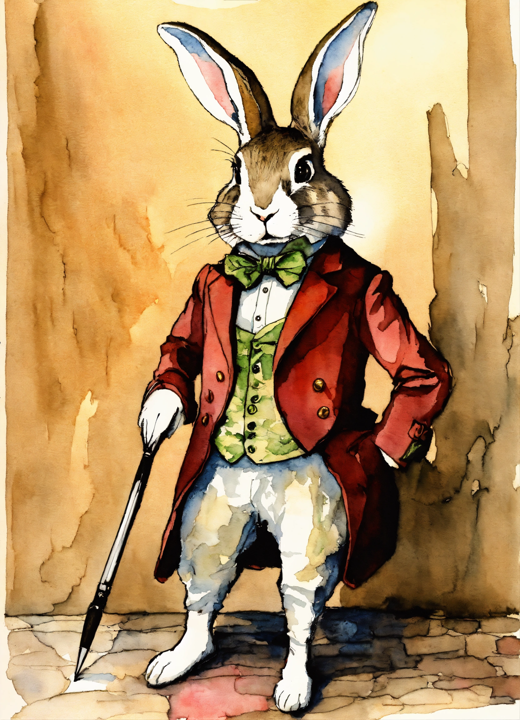 Lexica - A well dressed Rabbit in the style of Lewis Carroll. Pen and ...