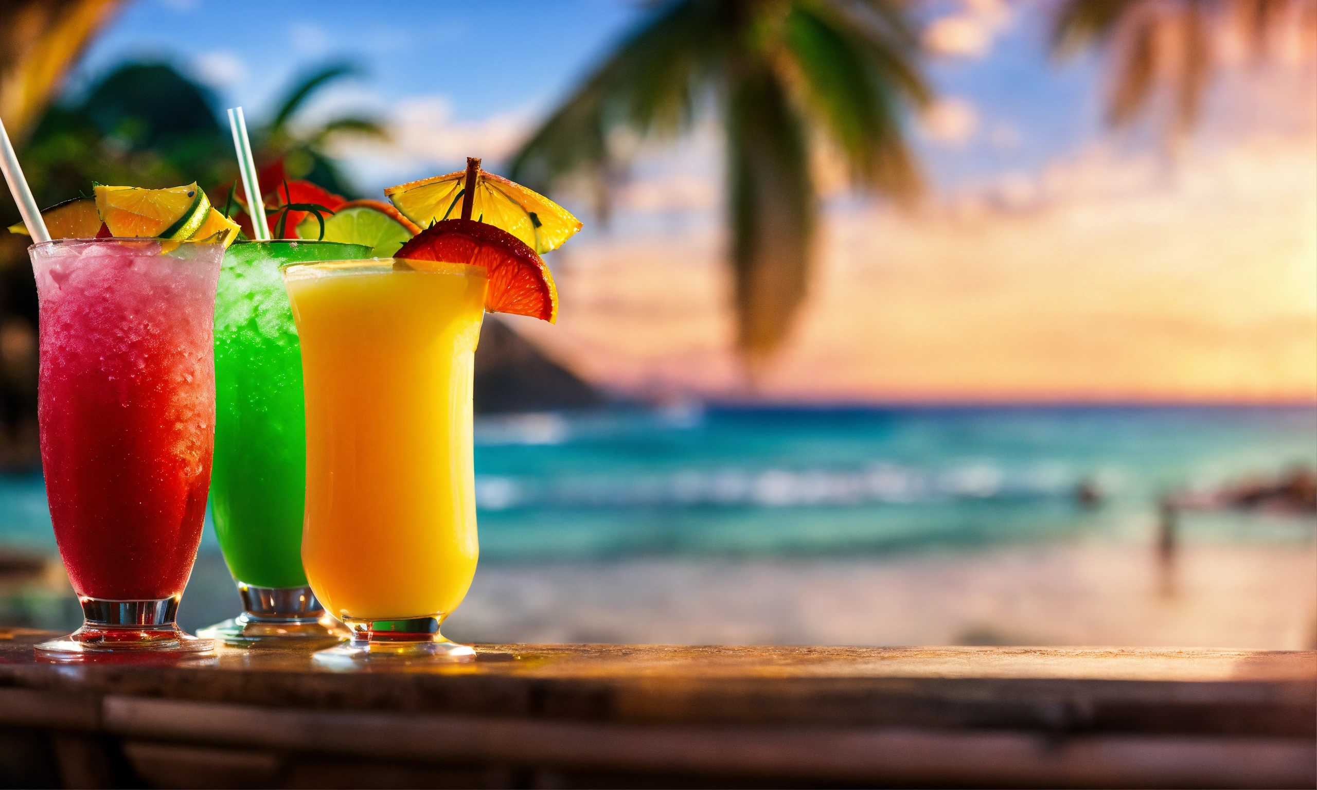 Lexica - Tropical drinks, behind is the bar defocus, 8k, high quality ...