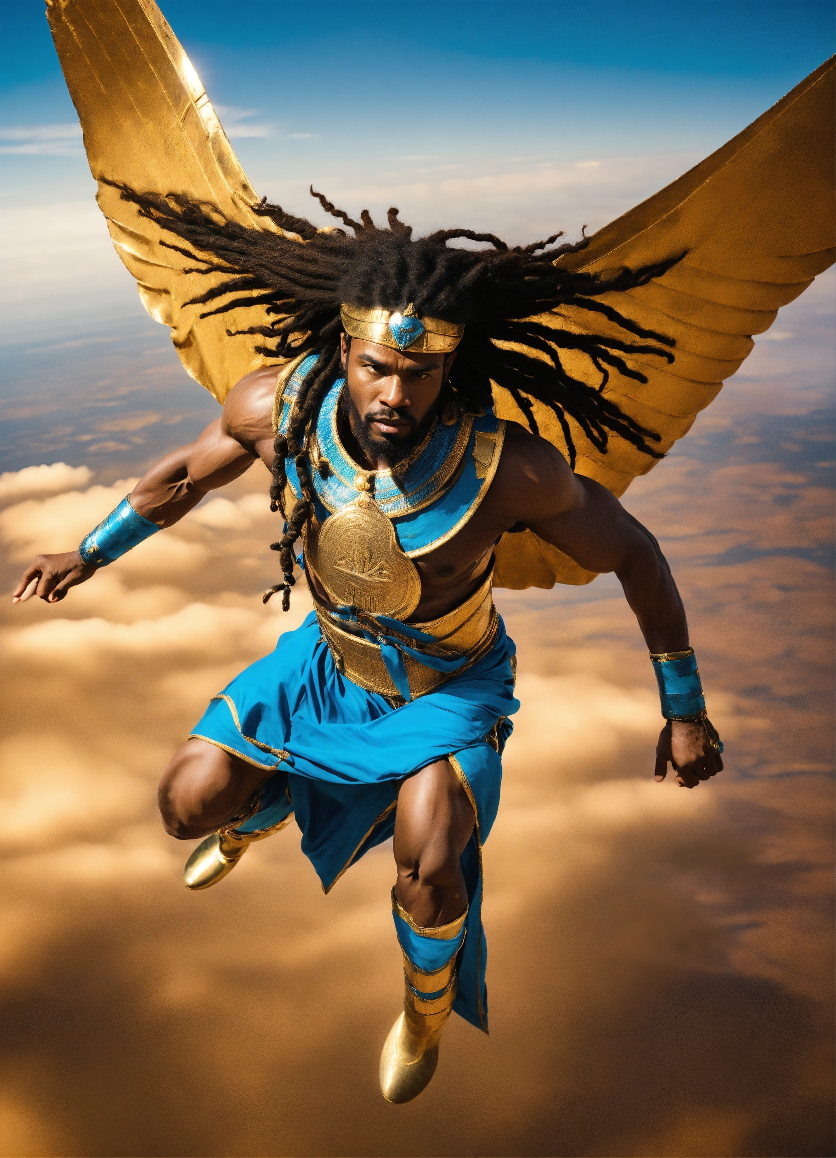 Lexica - Dramatic aerial photograph of a muscular African Pharaoh with ...