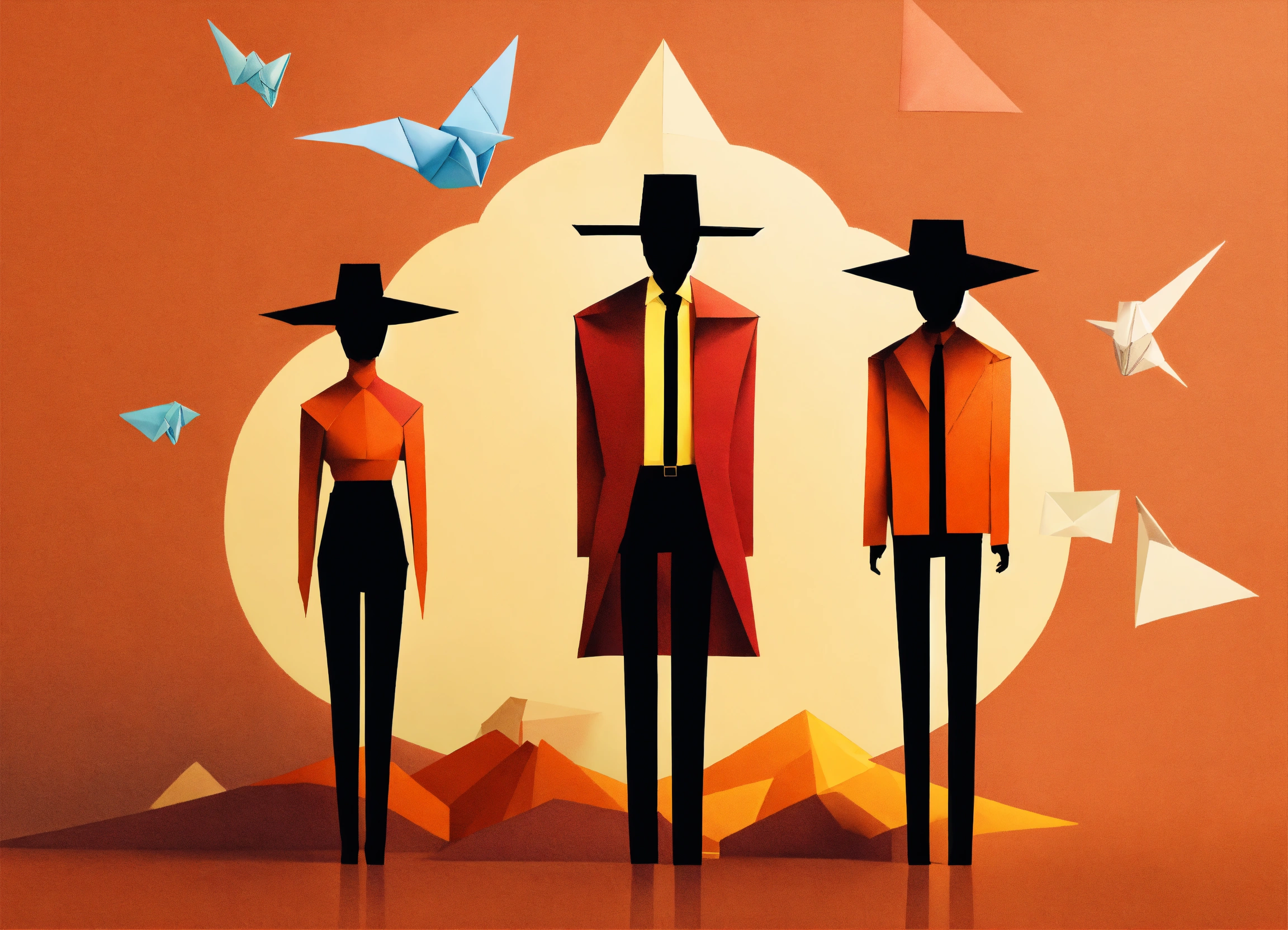 Lexica - 3 people the good, the bad and the ugly with origami ...