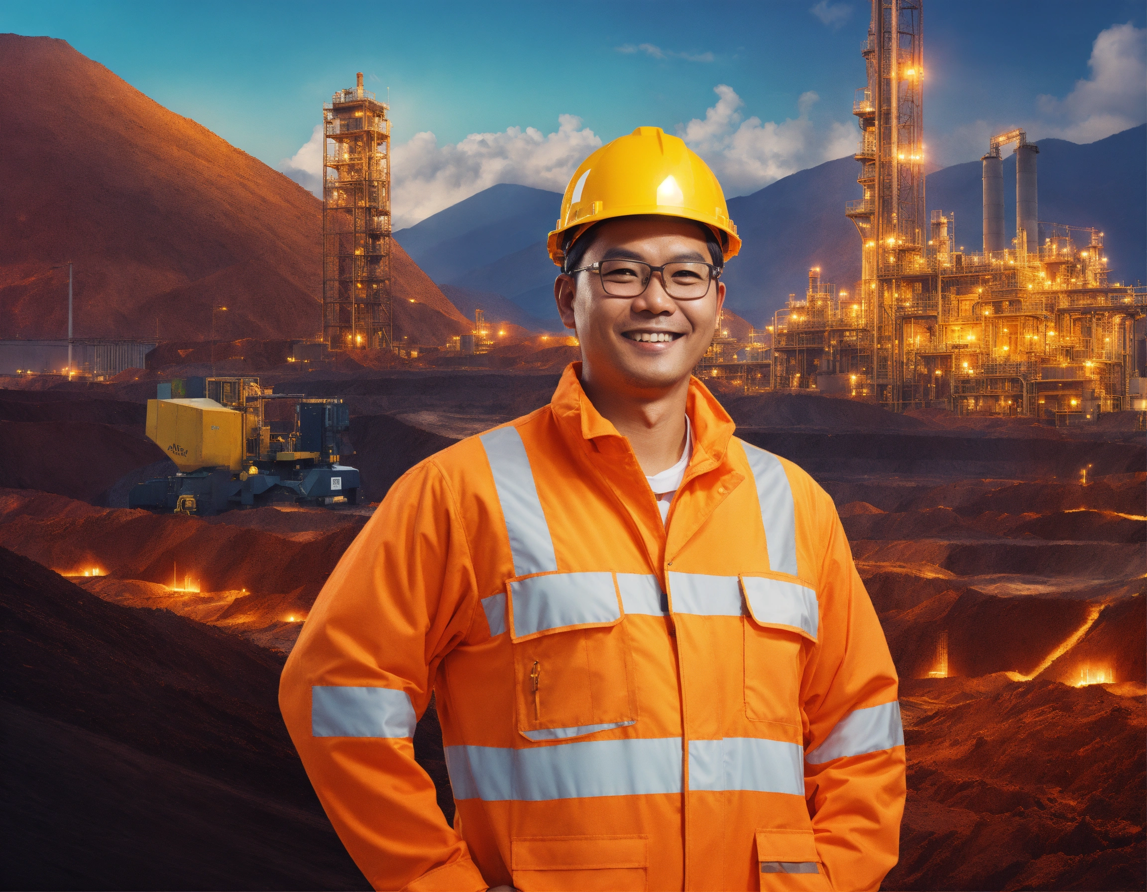 Lexica - Technical officer wearing orange engineering uniform, security ...