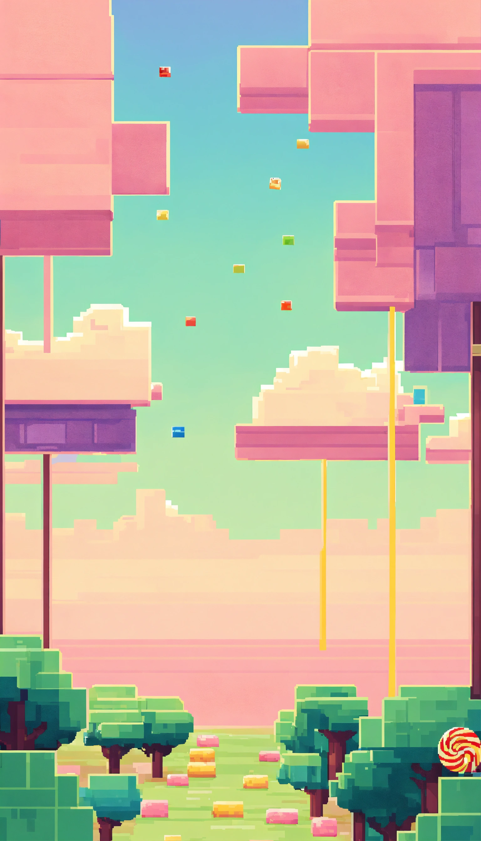 Lexica - Flat empty pastel overhead candy themed pixel sprite landscape