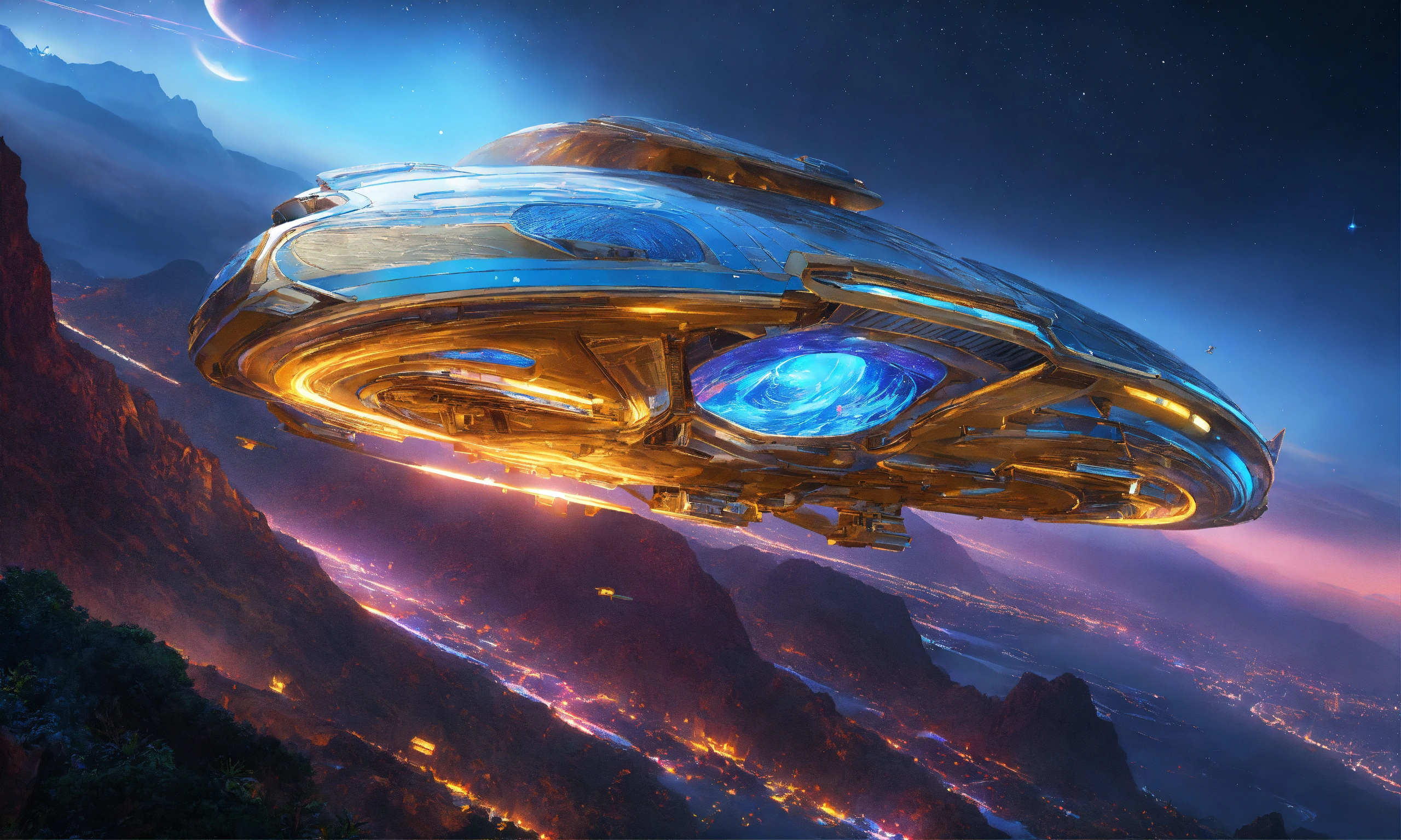 Lexica - Futuristic spaceship,alien design,flying in starry space ...