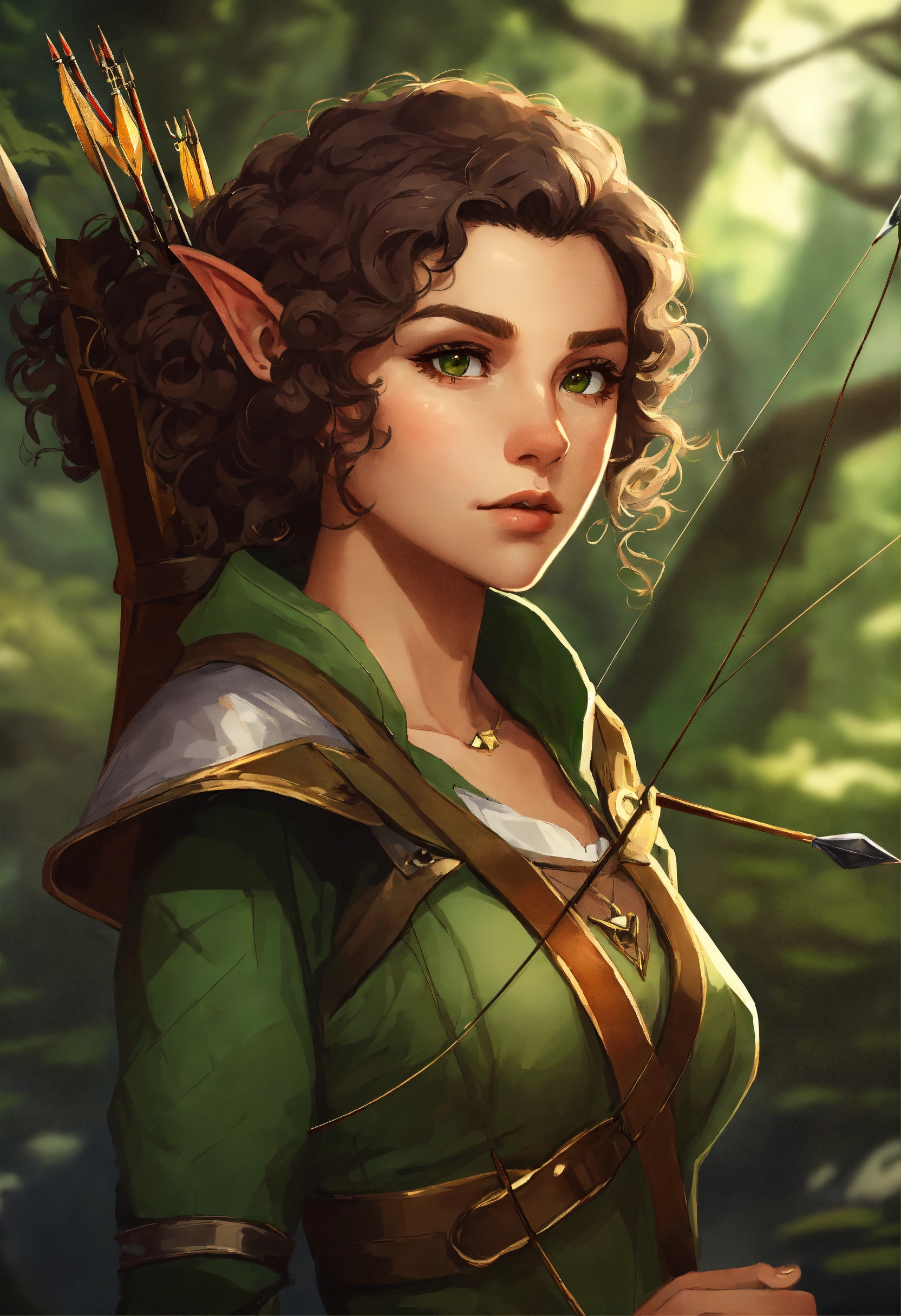 Lexica - Character art of a 24-year-old female wood elf, curly hair ...