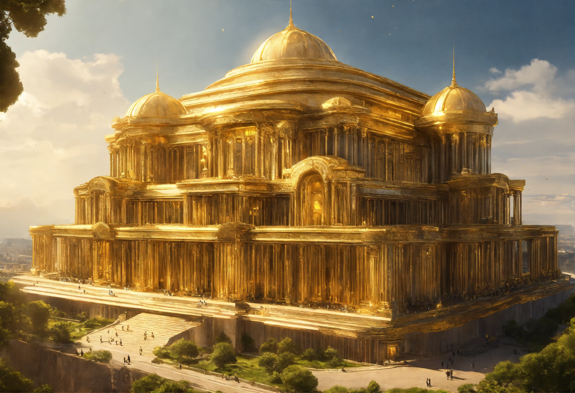 Lexica - Gigantic futuristic golden-stone palace inspired by the roman ...