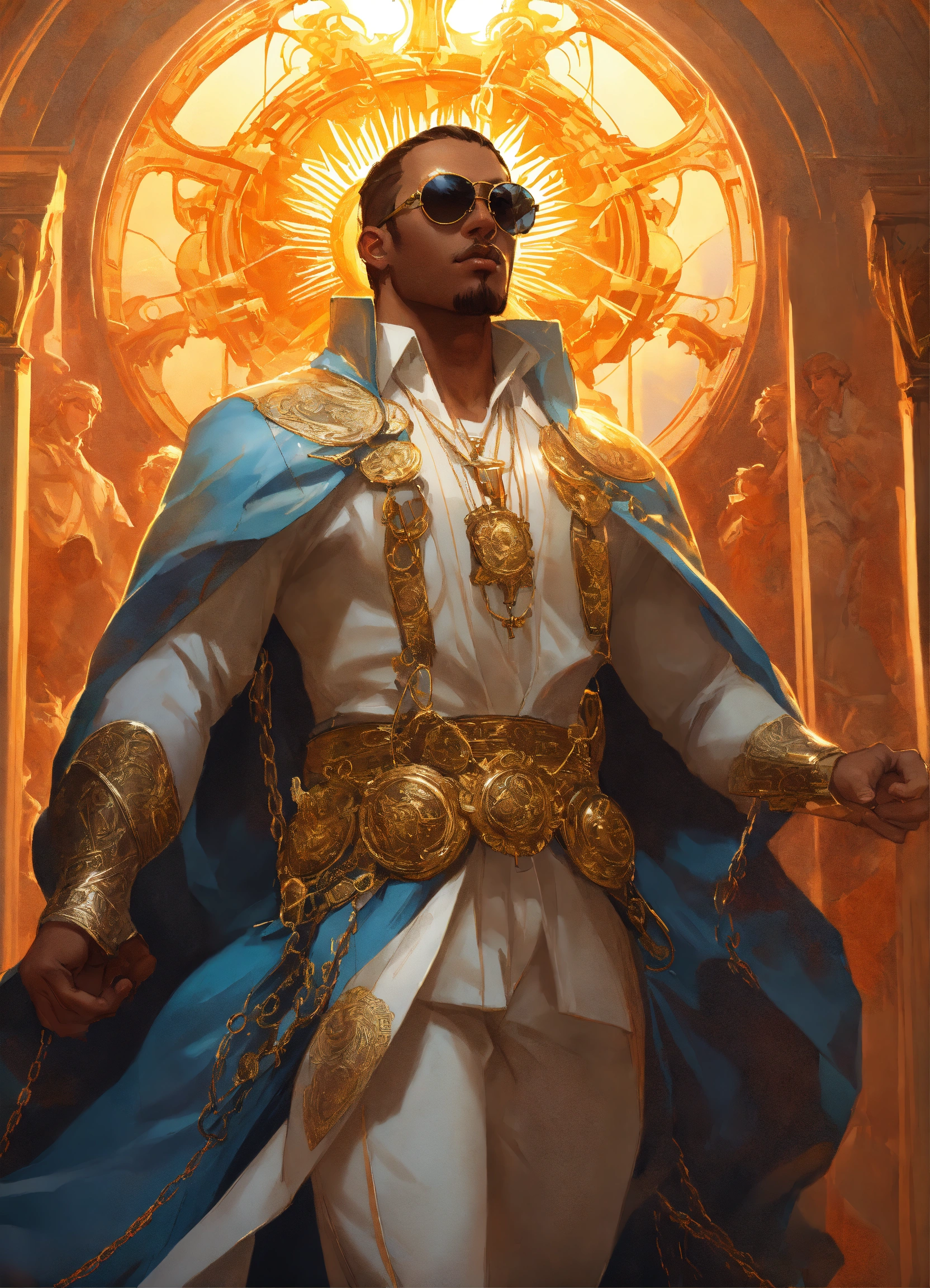 Lexica - Male cleric wearing hip hop chains and sun glasses, posing for ...