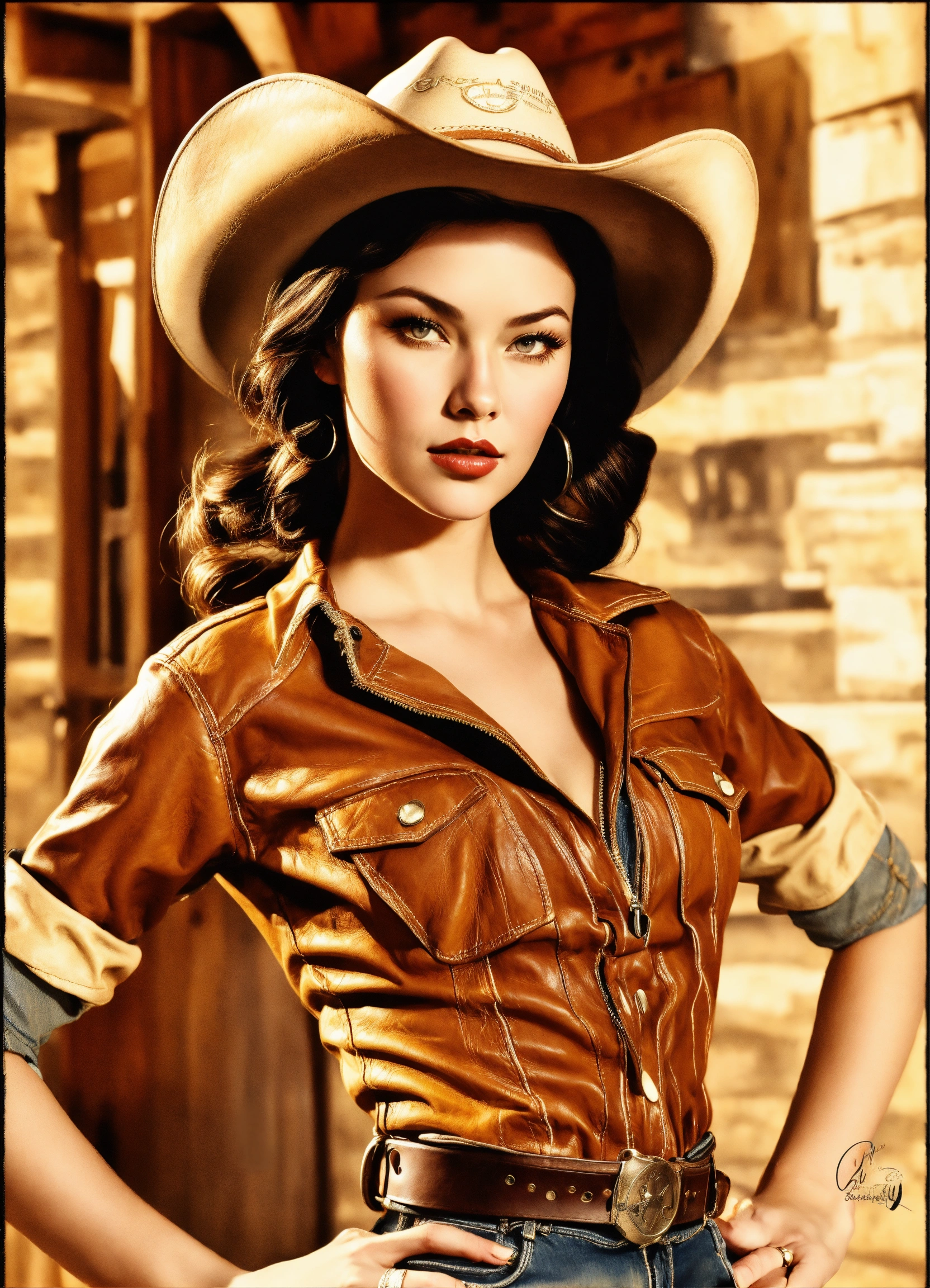 Lexica - Gil elvgren art style of a plain jane wearing a denim wild ...