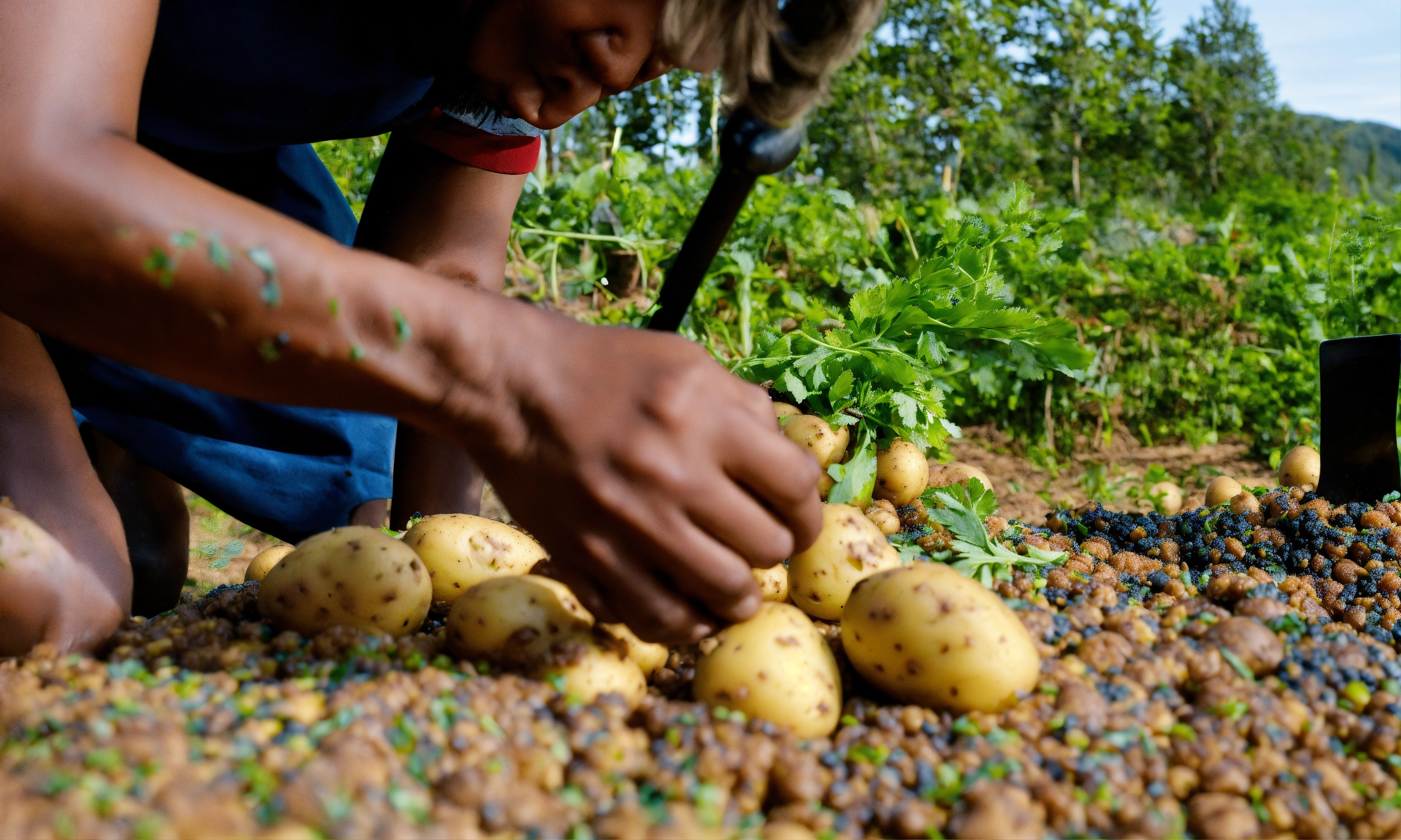 Lexica - Indigenous discover potatoes in the land