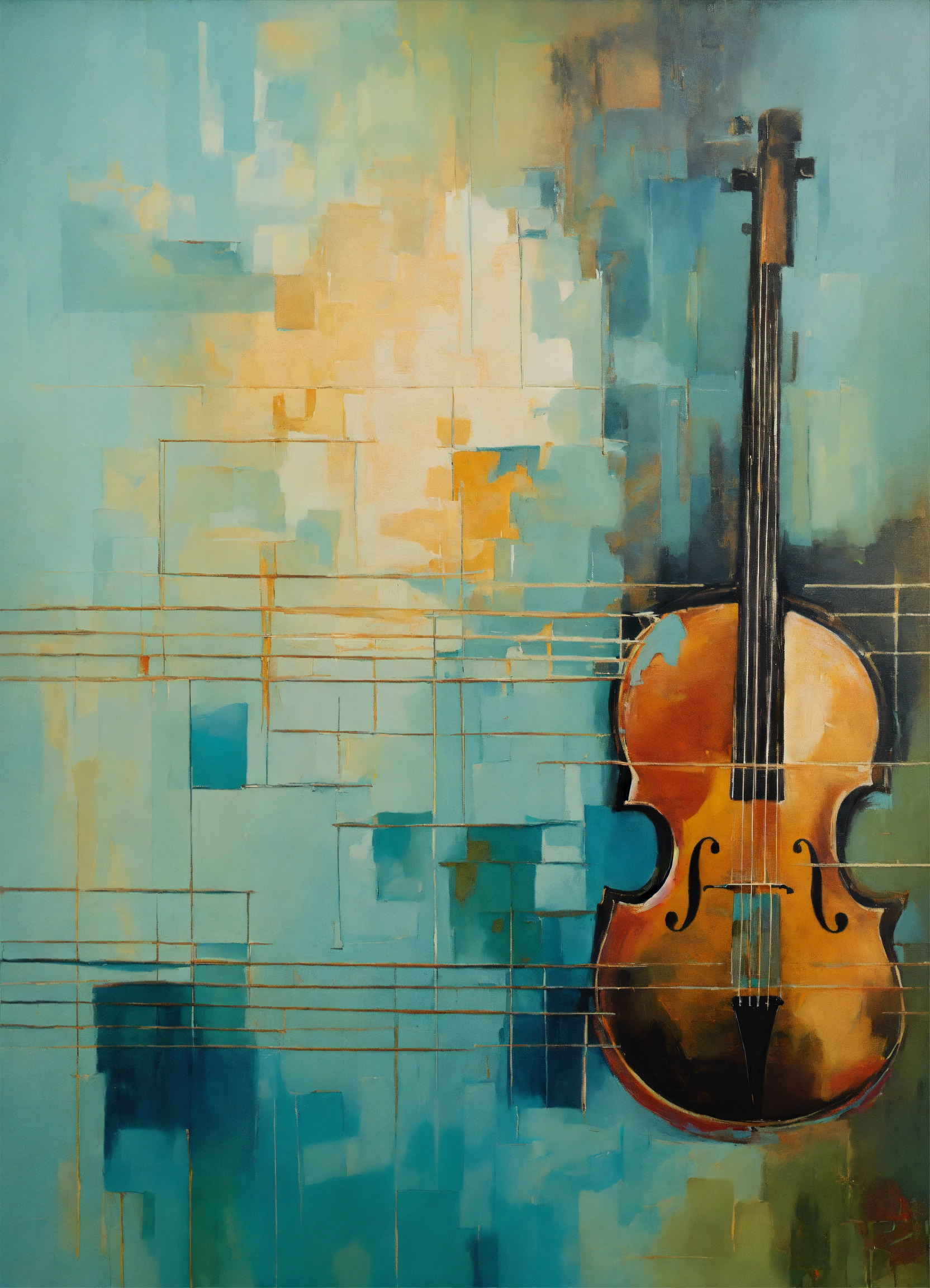 Lexica - Abstract oil painting with personification of music in a cool ...
