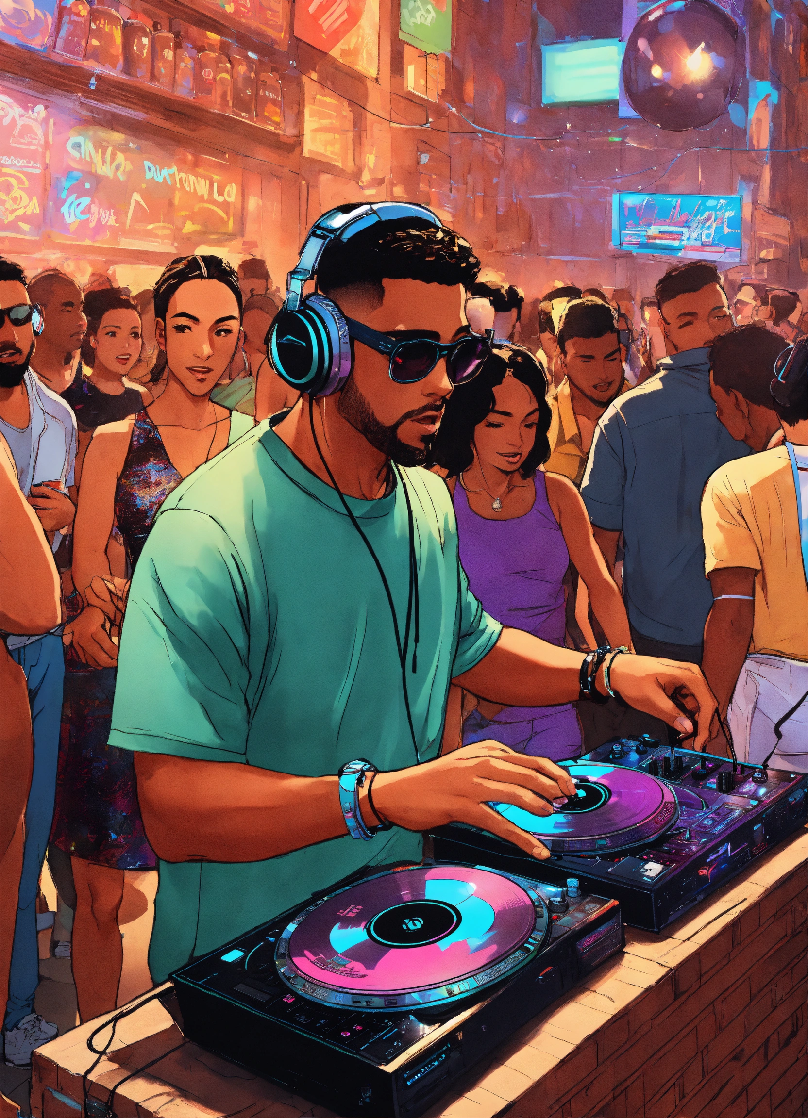 Lexica - A latino male DJ playing records at a bodega in Brooklyn New ...