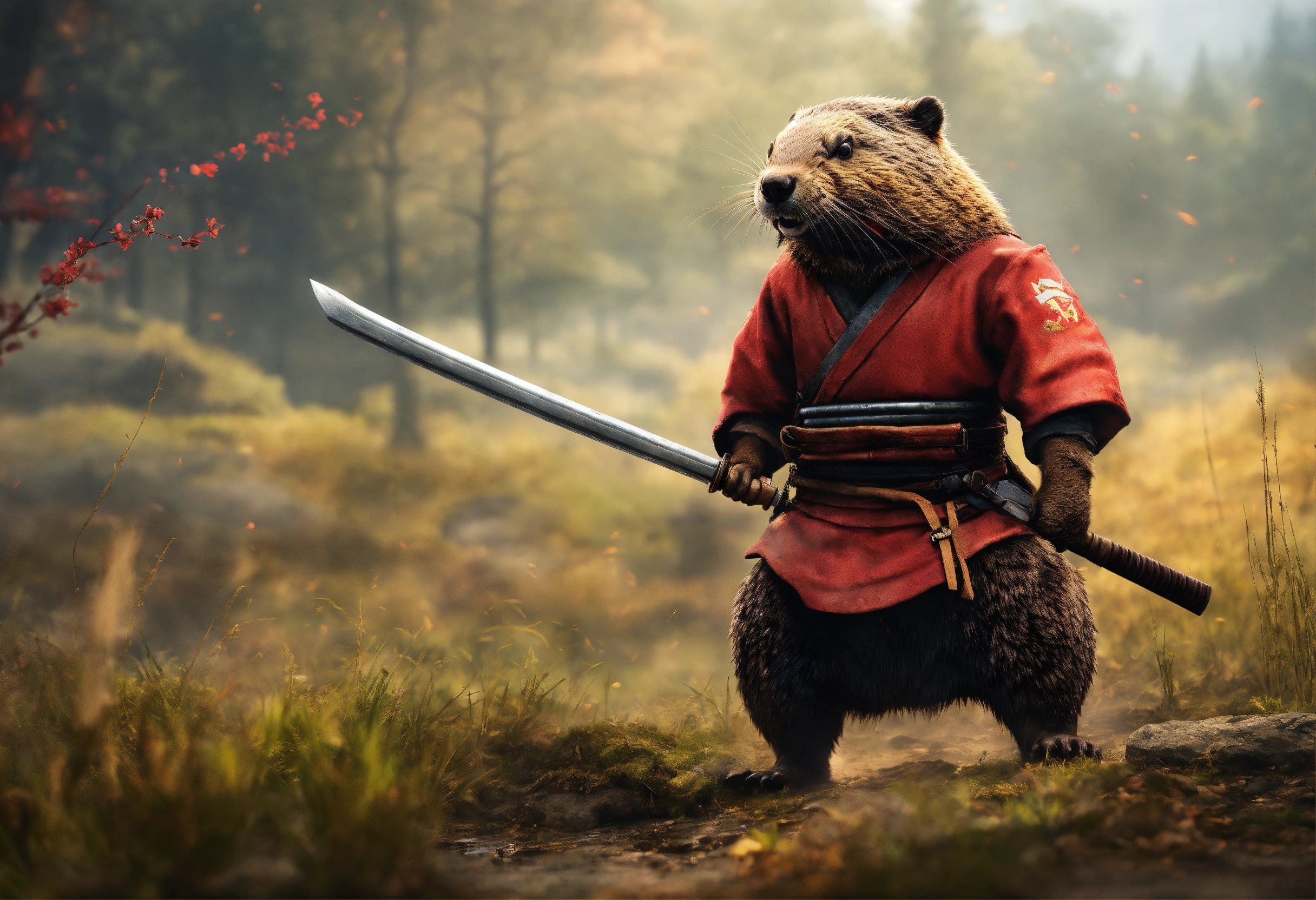 Lexica - Beaver samurai. Battlefield. Hyper realistic.