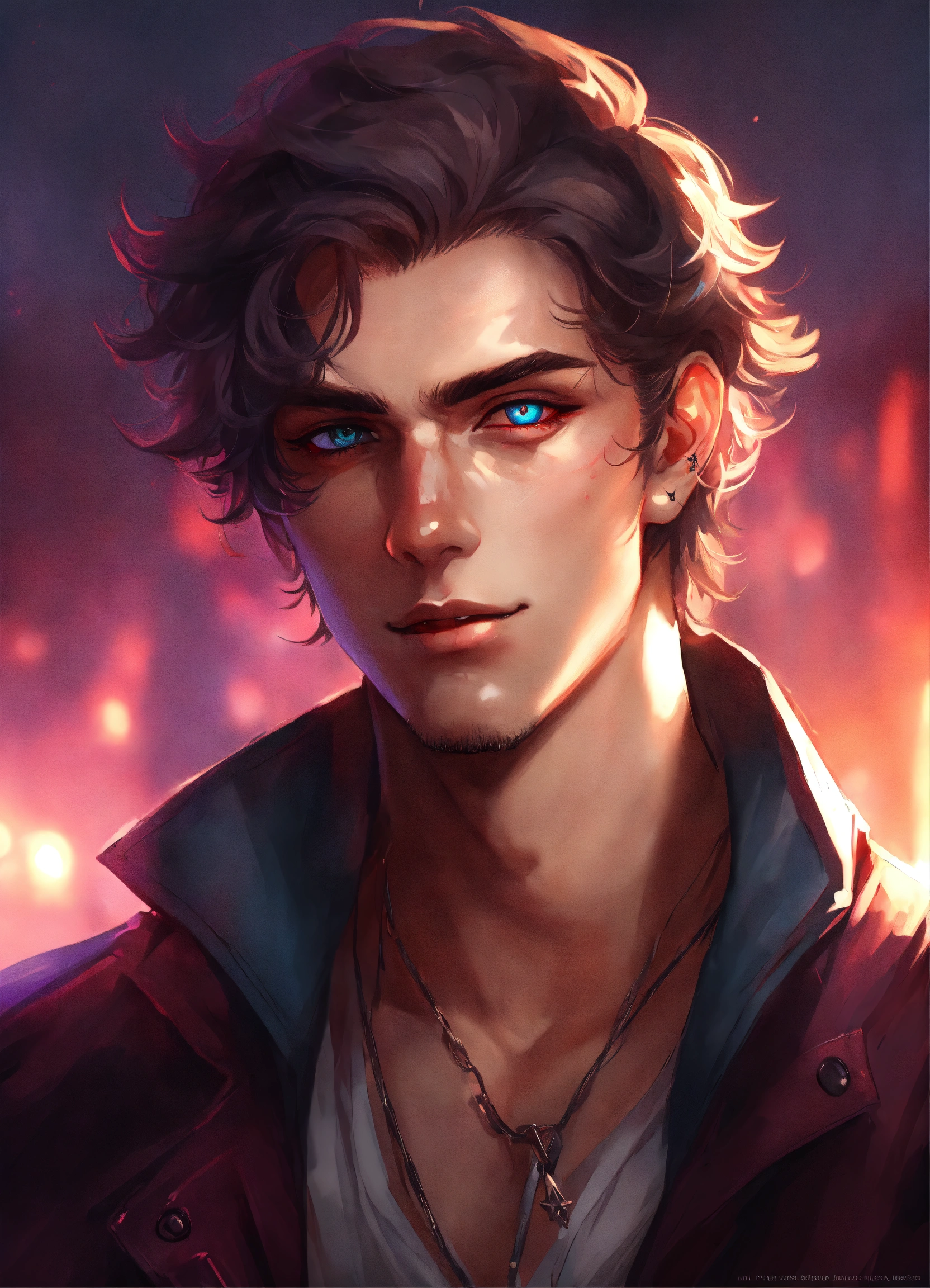 Lexica - A handsome rockstar type guy with heterochromia possessed by a ...