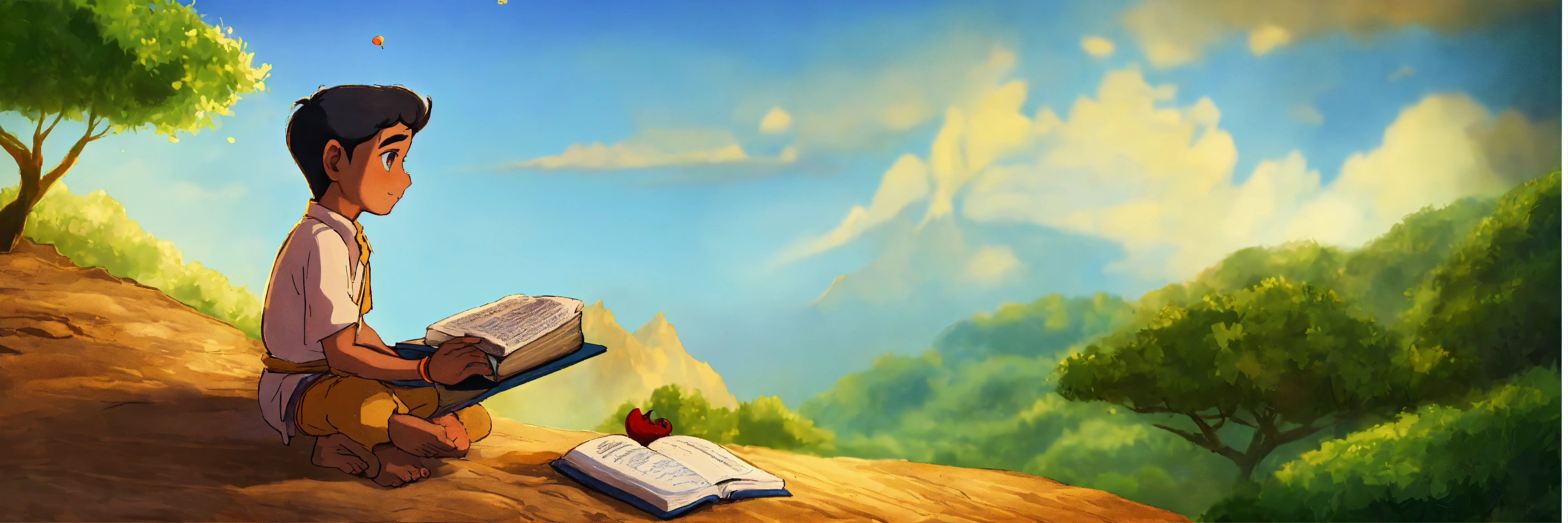 Lexica - N this image, Raju is depicted standing tall with an open book ...