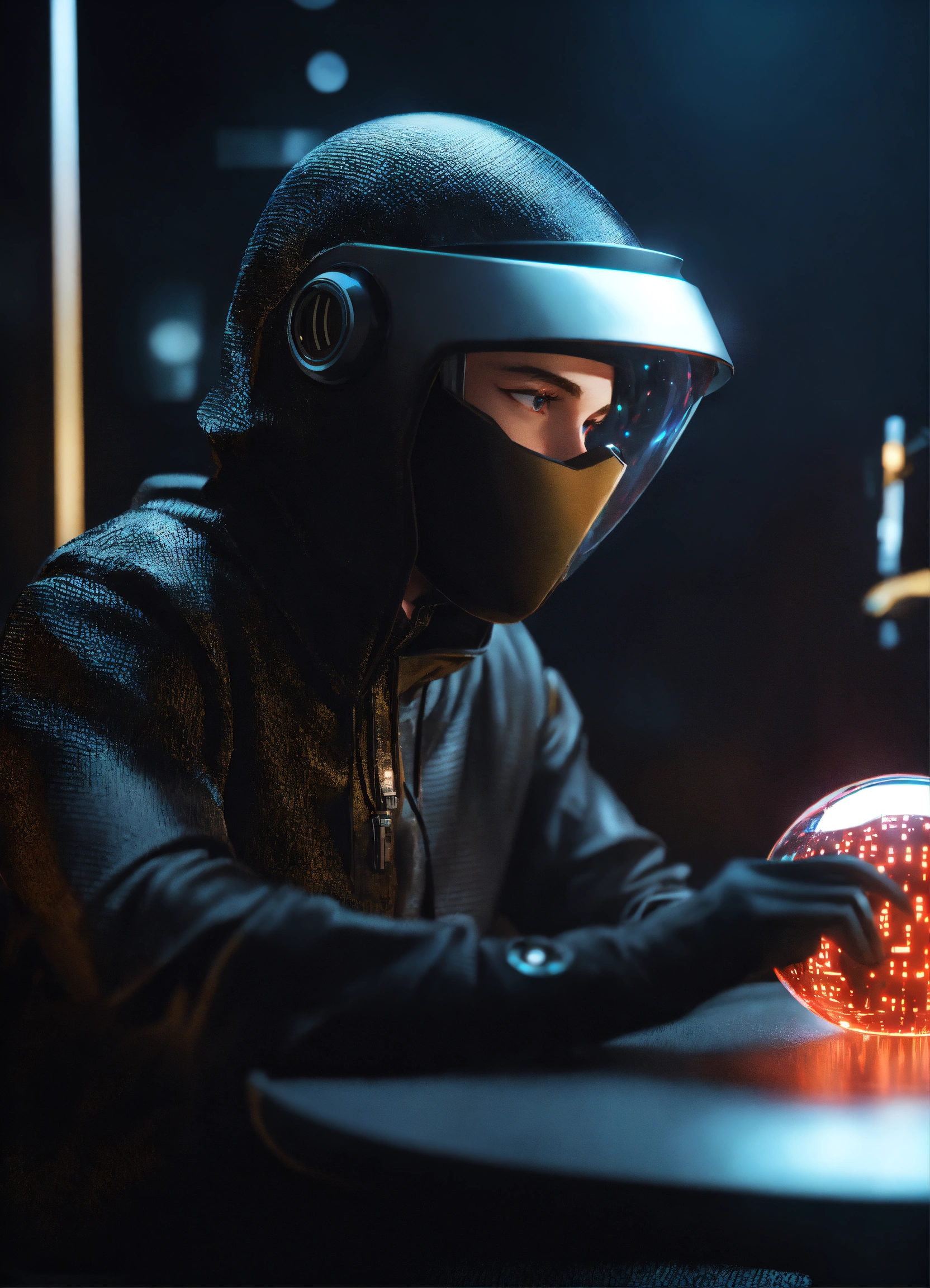 Lexica - Nerdy 25 year old male hacker wearing futuristic black ...