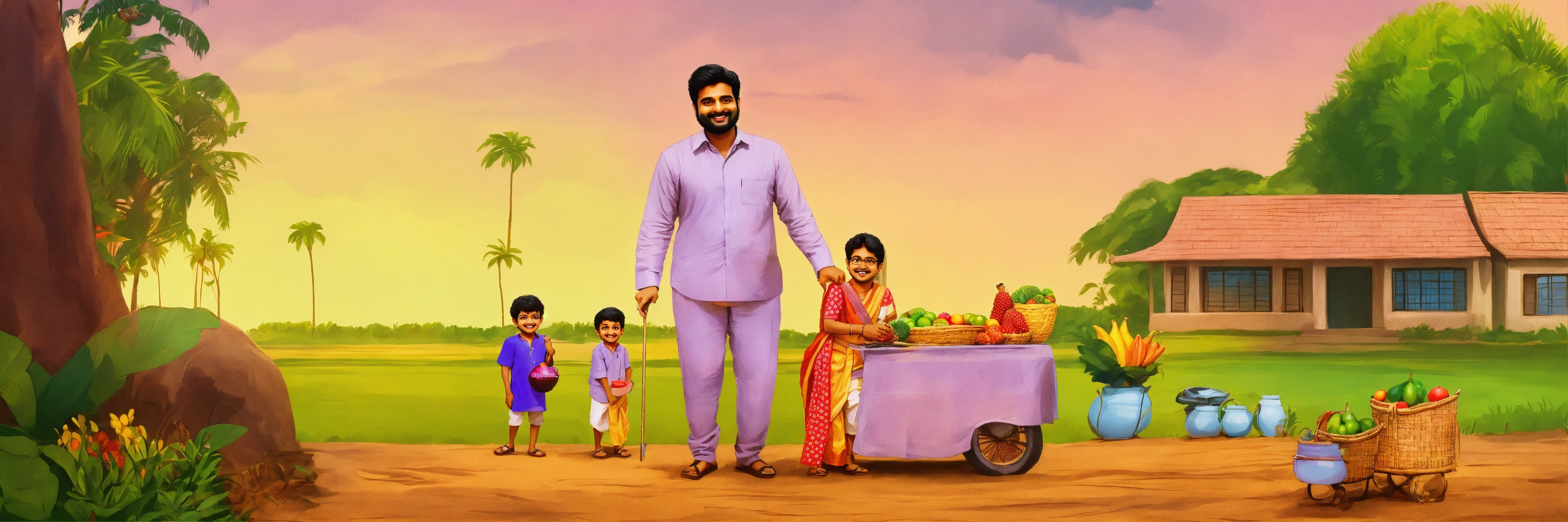 Lexica - A happy and content Ravi with his relatives, enjoying the ...