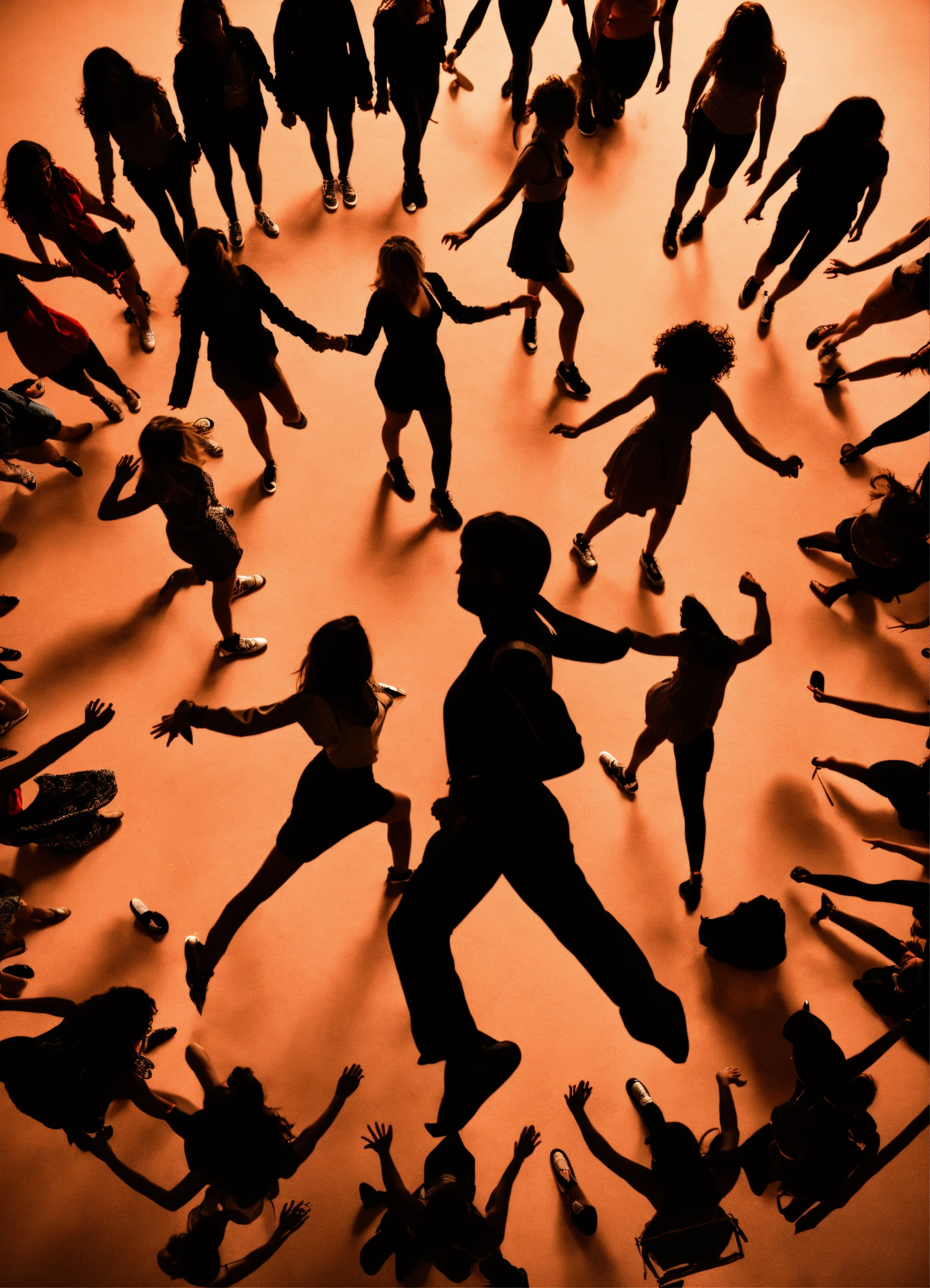 Lexica - A circle of random female silhouettes, holding hands, aerial view