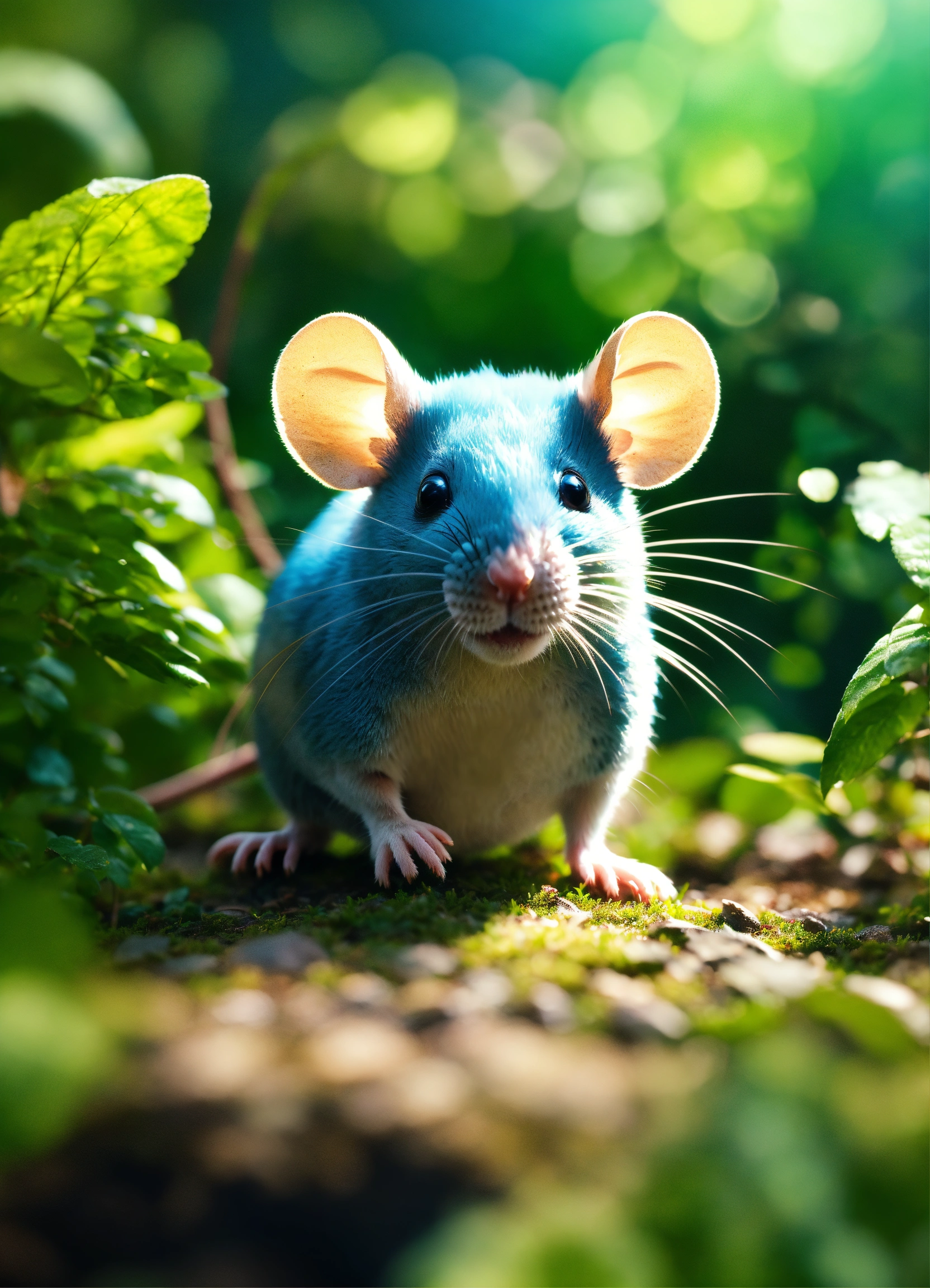 Lexica - 4D photographic image of The mouse hides in the bush ...