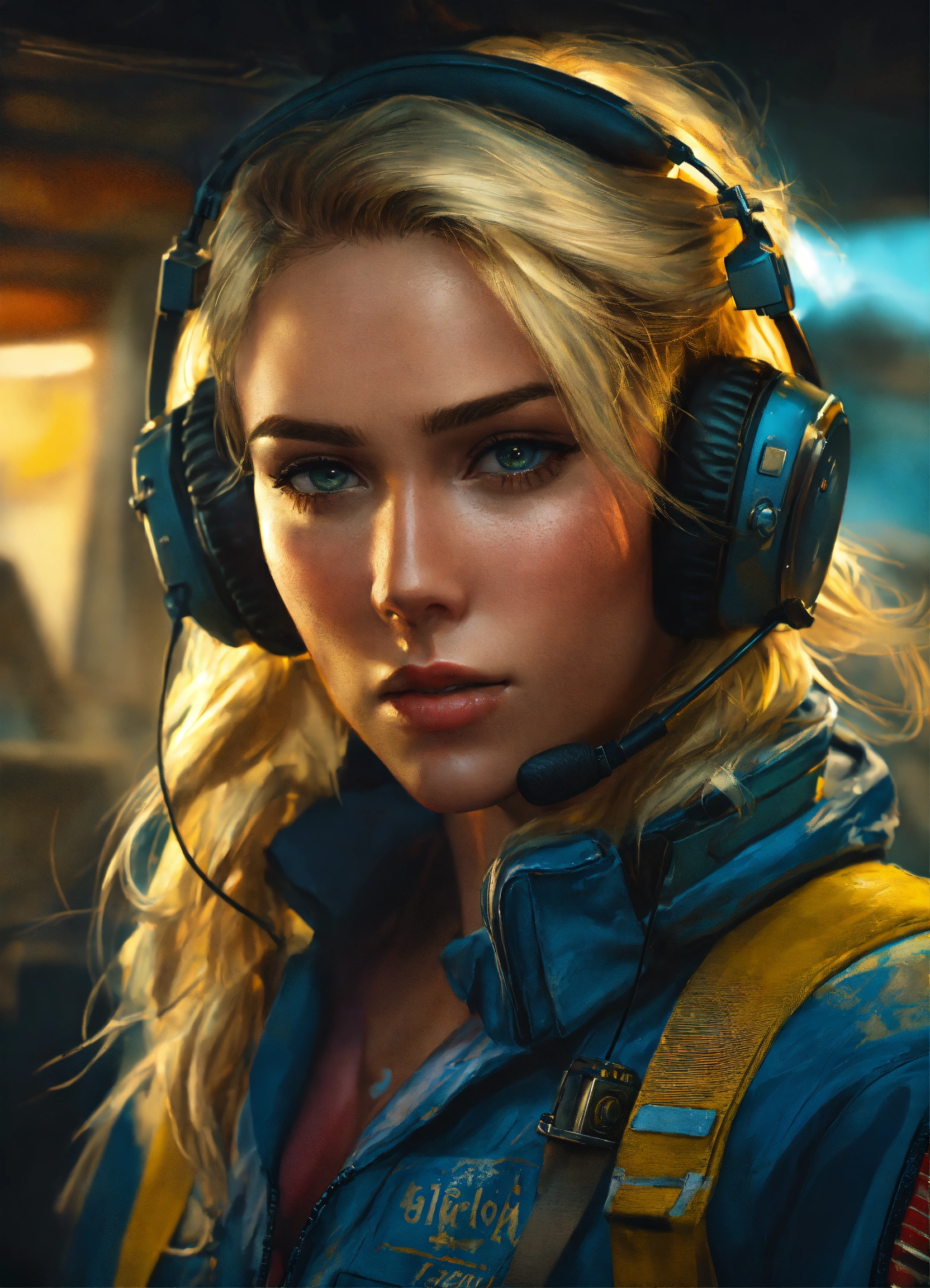 Lexica - Fallout 5, us helicopter pilot, oversized headphones ...