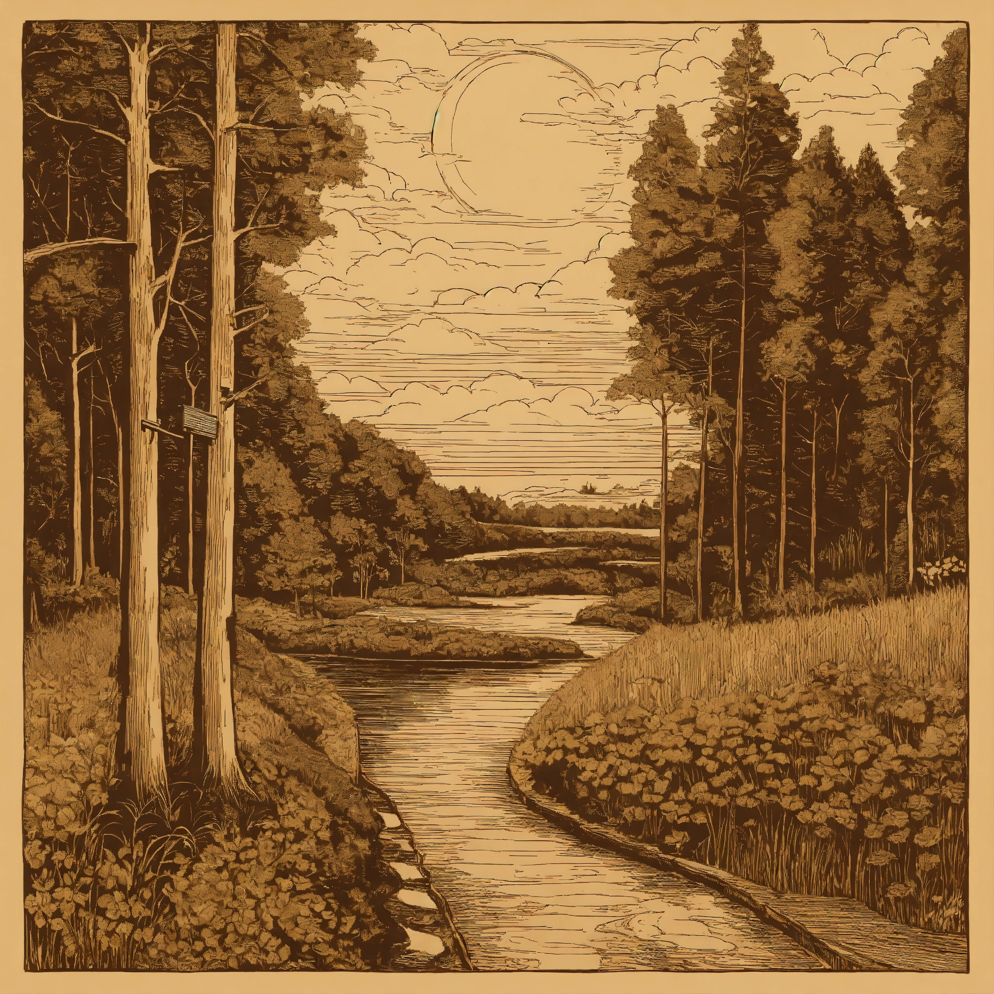 Lexica - In wood block etching style, in cool tones By all means marry ...