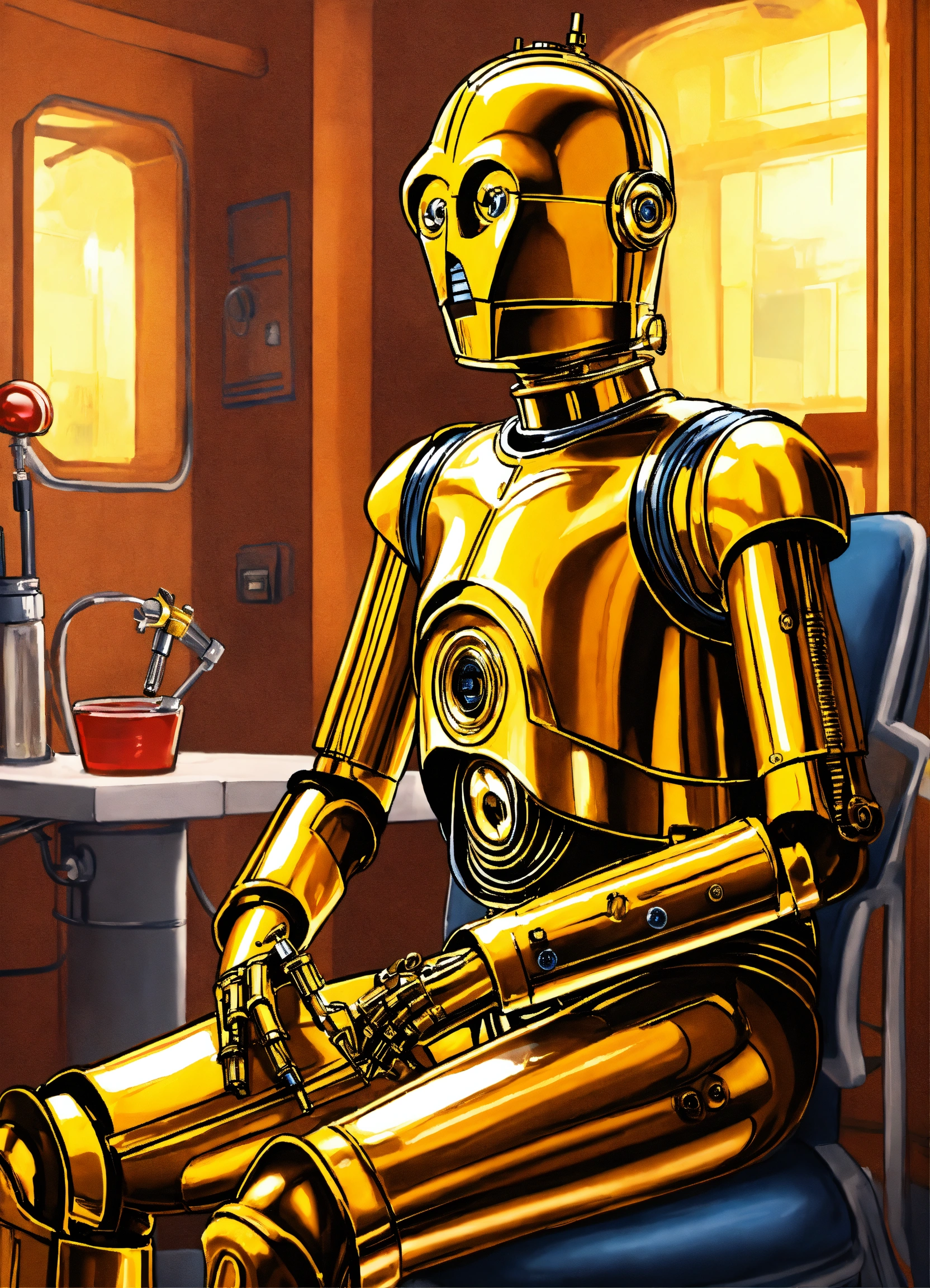 Lexica - Illustrate a whimsical scene where C - 3PO, the droid from ...