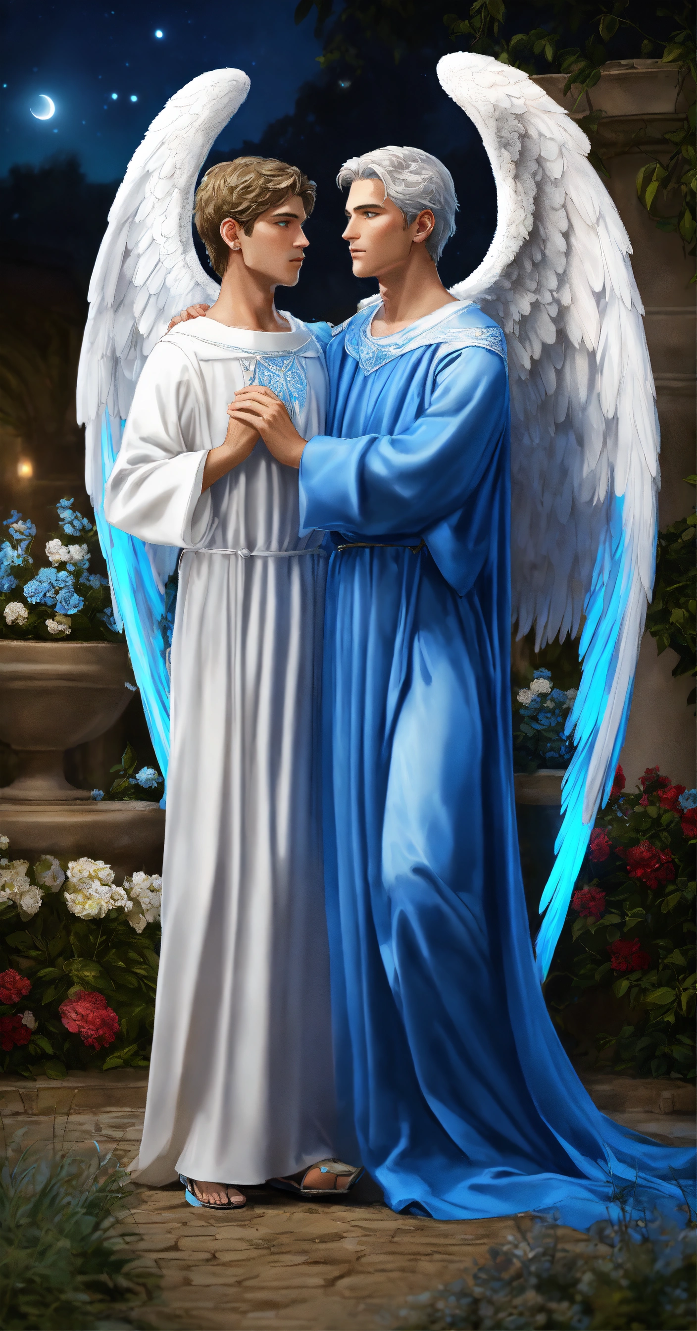 Lexica - 2 male guardian angels with detailed and luminous blue angel ...