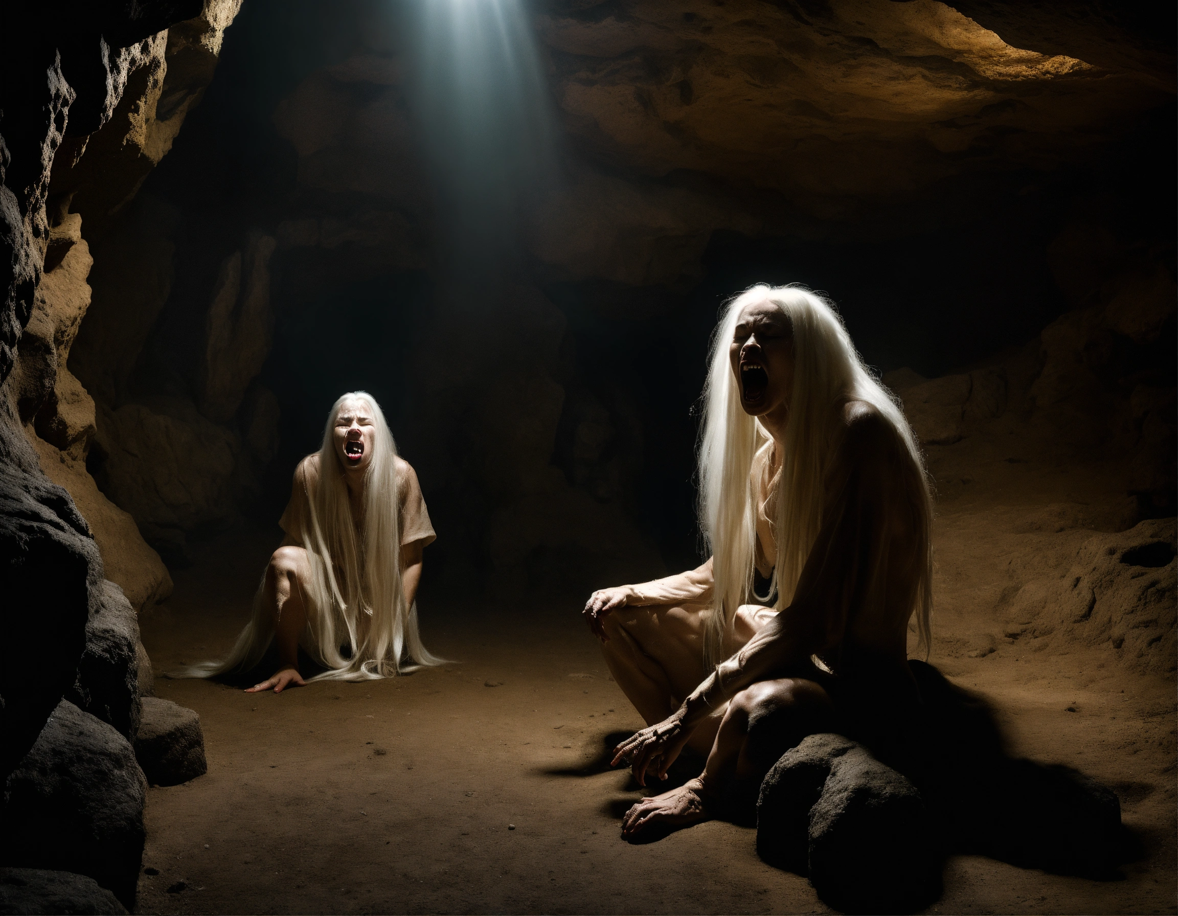 Lexica - An ultrarealsitic dark photo of several humanoid creatures ...