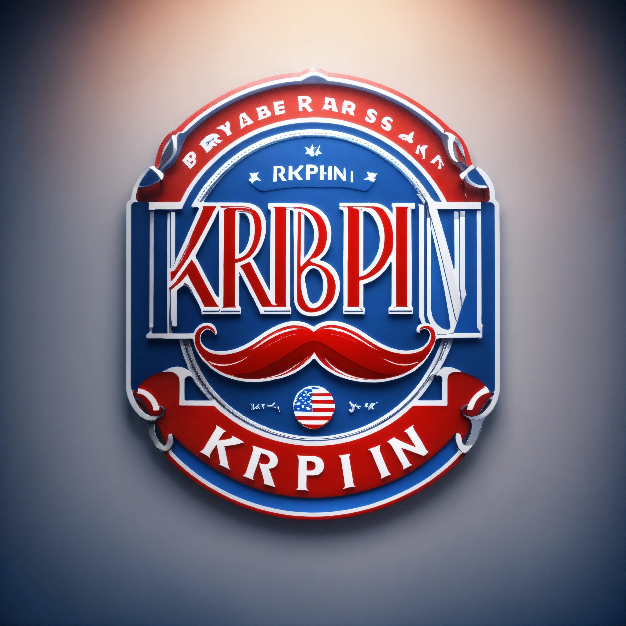 Lexica - The word "Krispin" as a logo, white red blue colors, barber ...