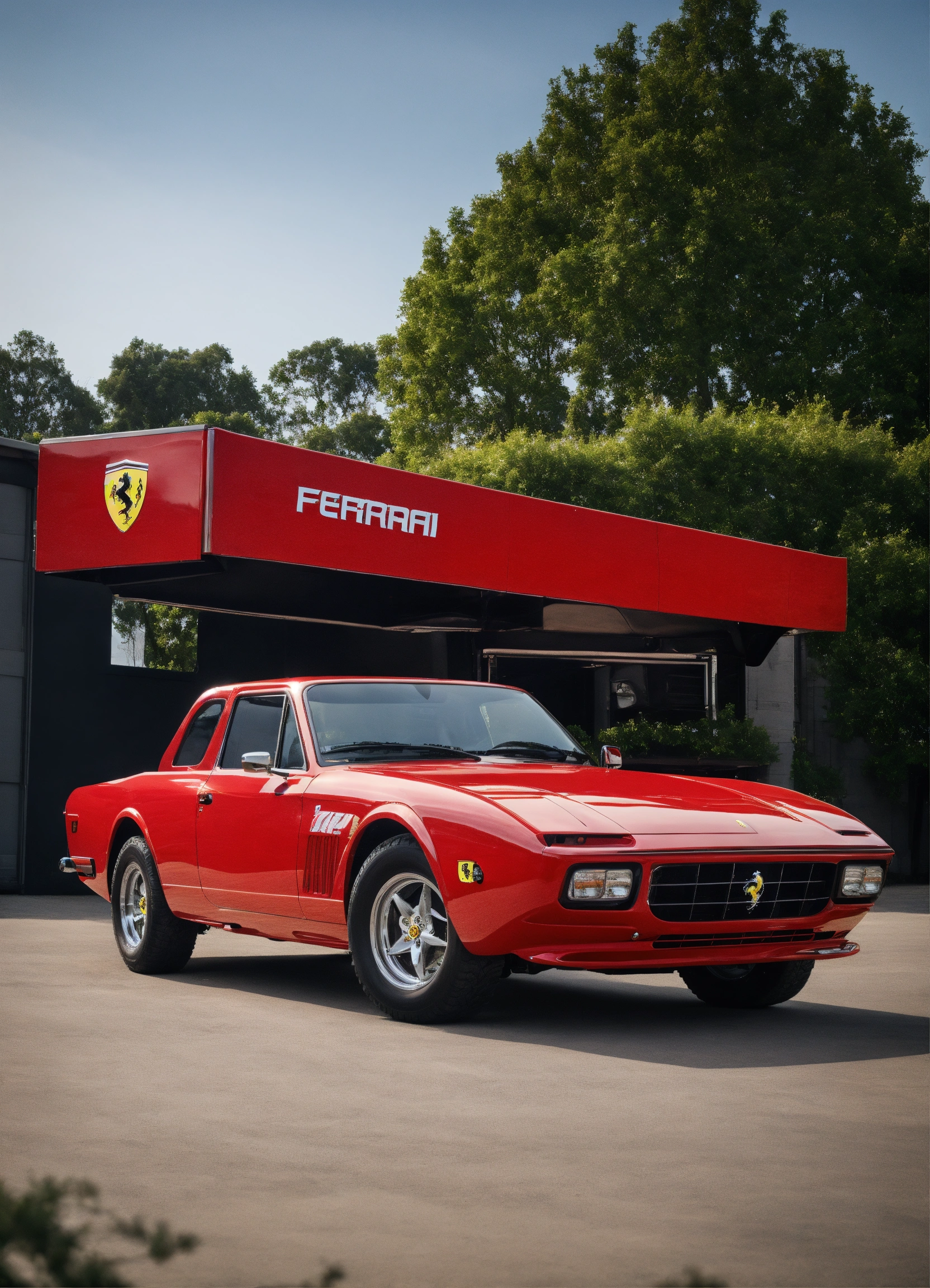 Lexica - Ferrari pick up truck with ferrari logo. 4 door and long bed truck