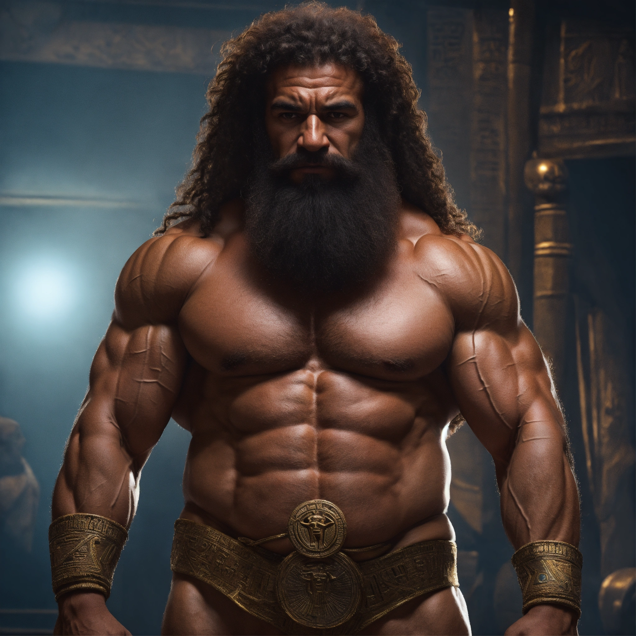 Lexica - 60-year-old hairy ancient Egyptian god with big muscles, big ...