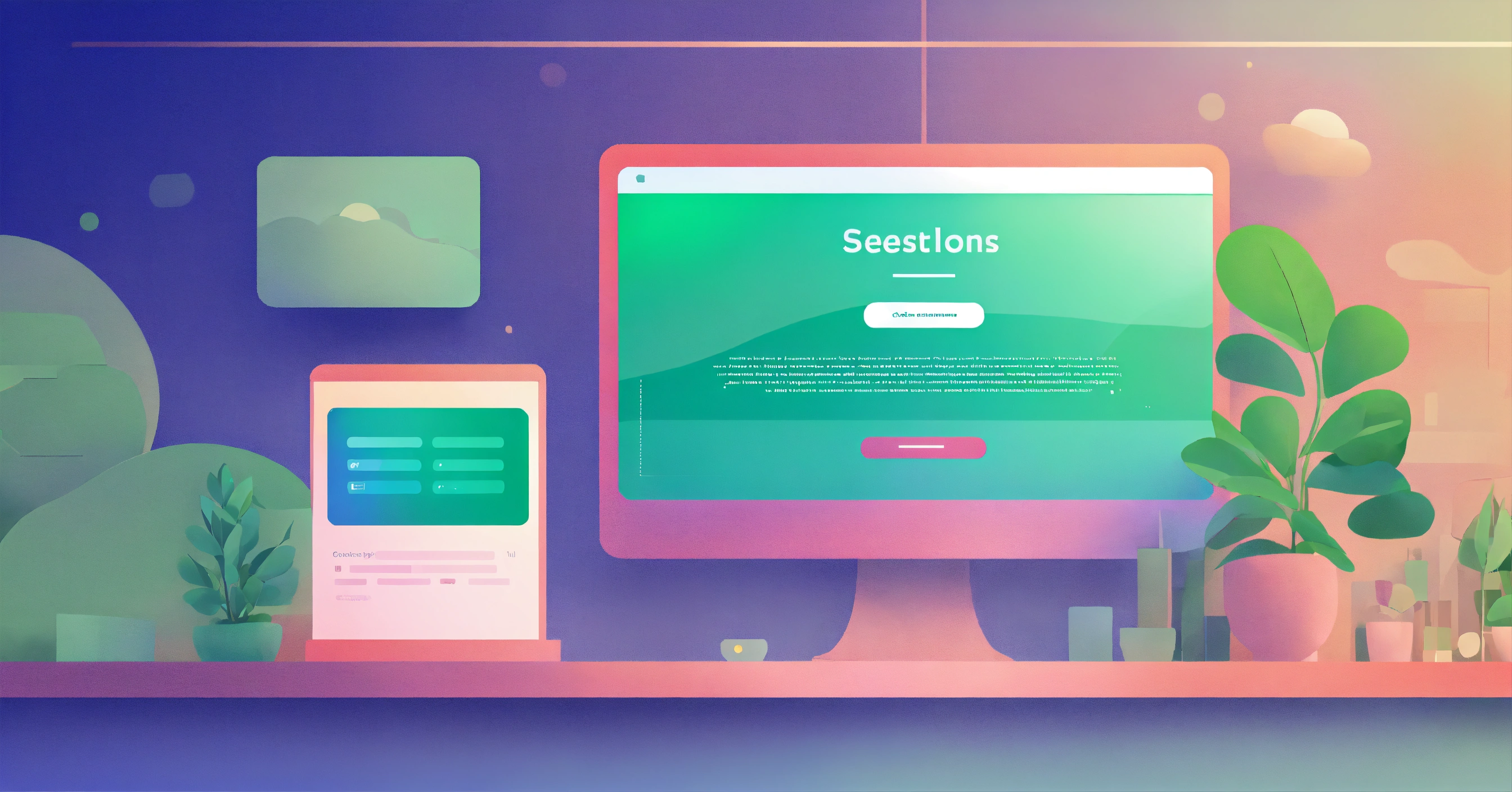Lexica - Customer portal. simple flat gradient illustration. jade