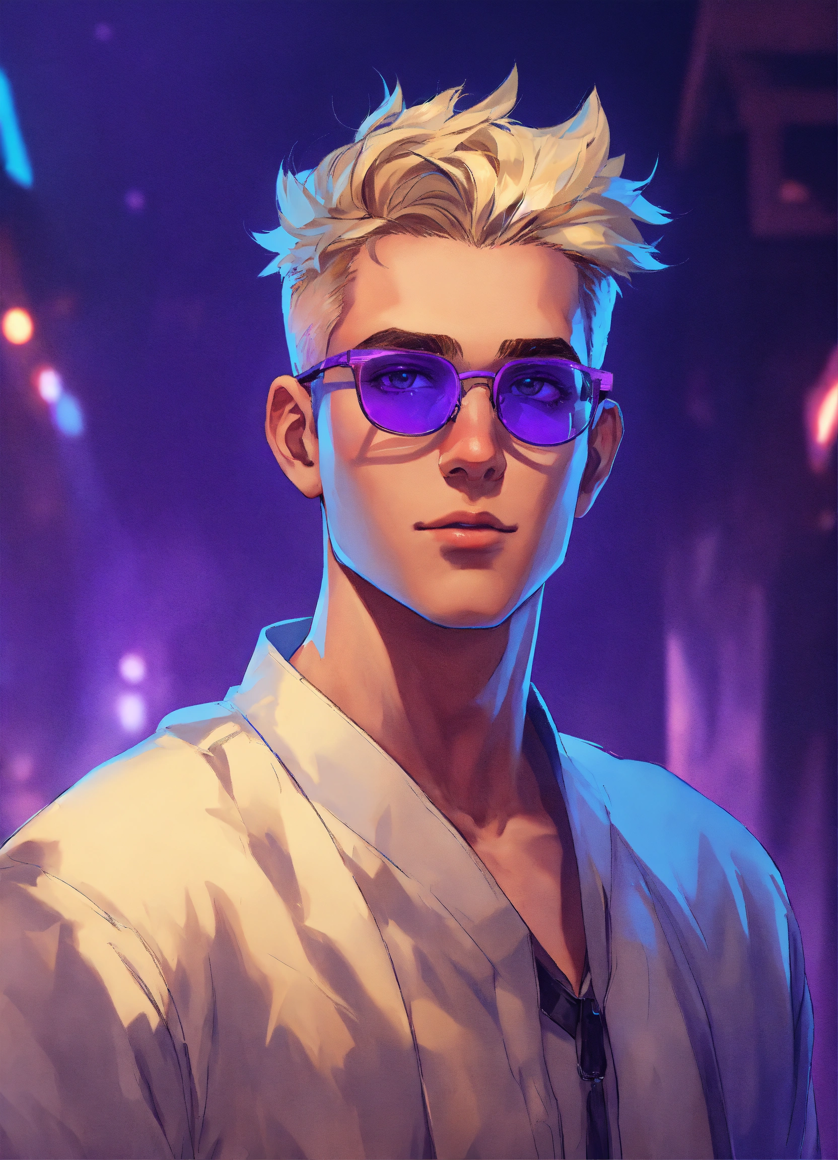 Lexica - A male gaming streamer, blonde hair, clean shaved, short wavy ...