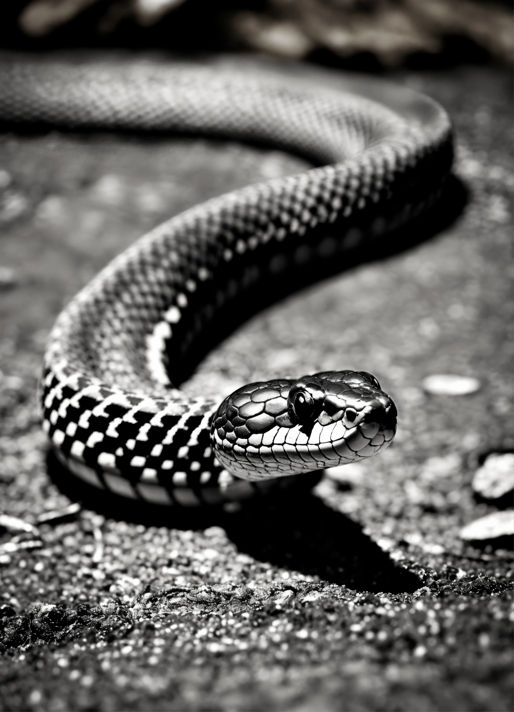 Lexica - Monochrome snake lying in a straight line