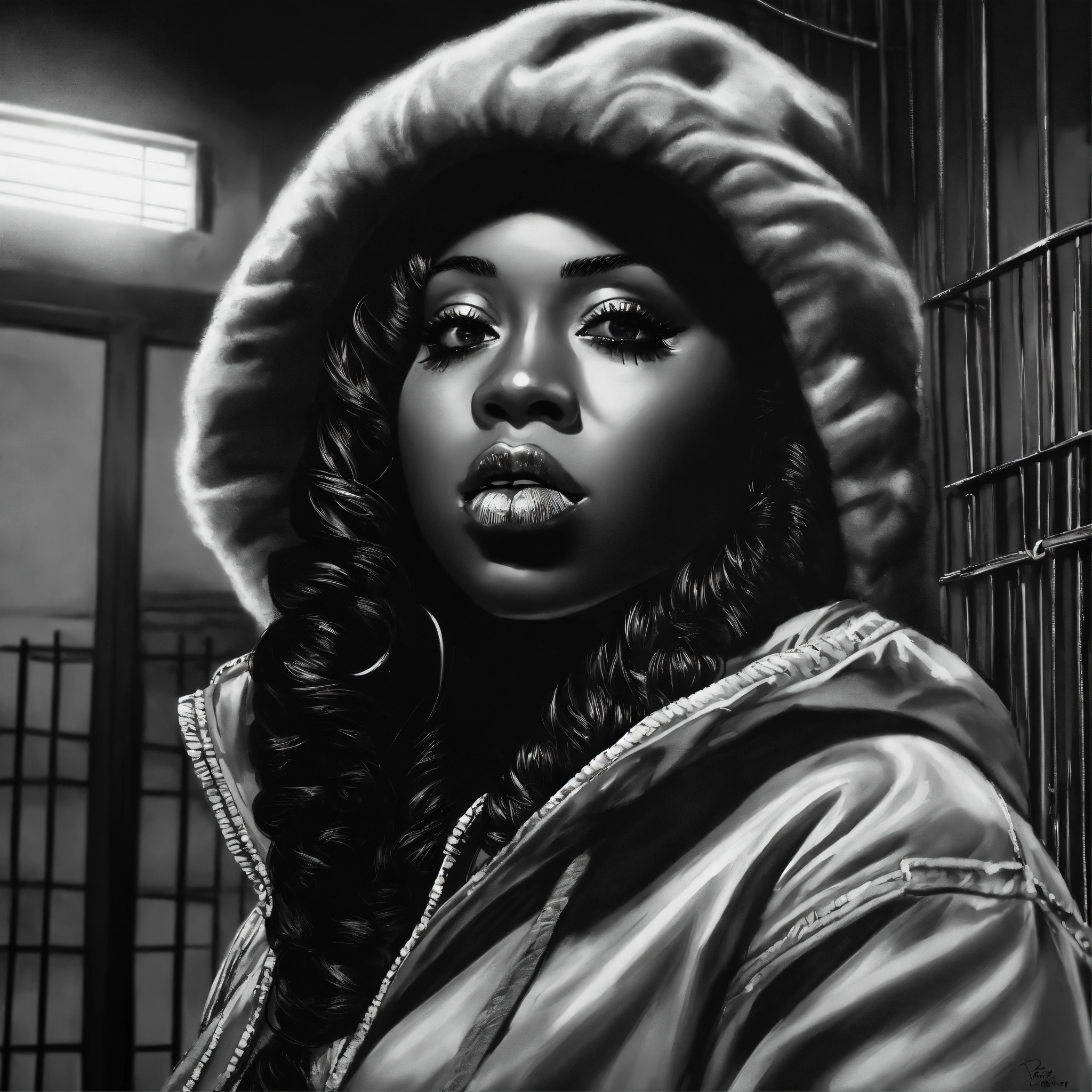 Lexica - Sky view, Pop art, hyperrealist of black woman rapper "Remy Ma ...
