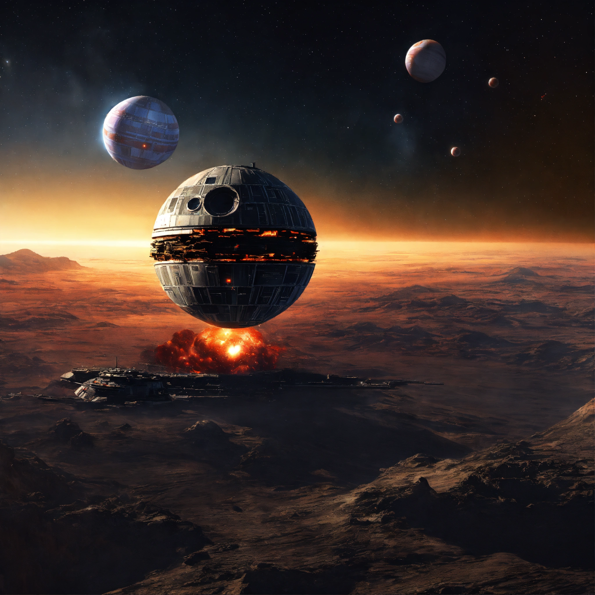 Lexica - Star Wars death star destroying Jupiter, 8k