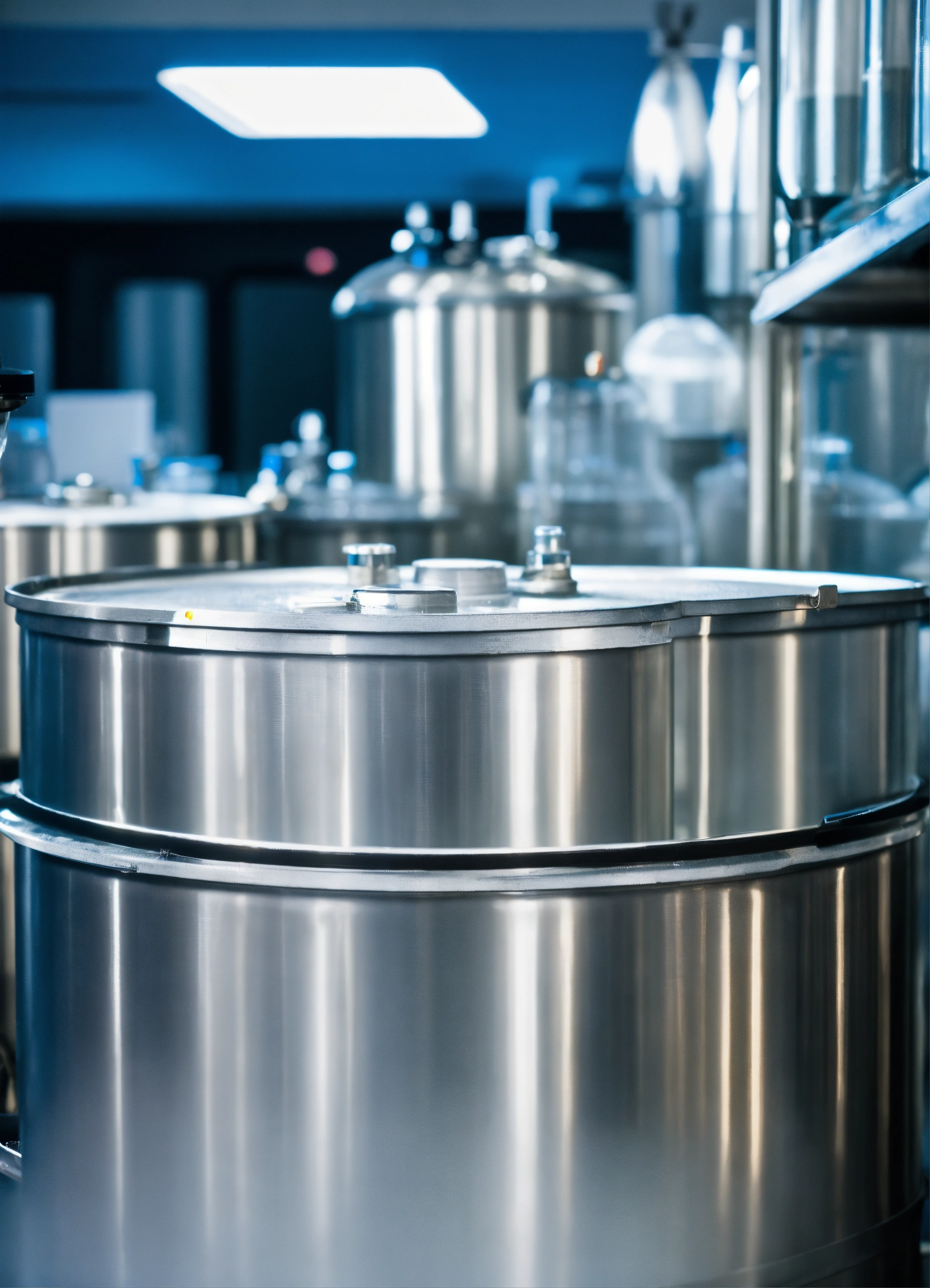 Lexica - Multiple smaller stainless steel tanks with open lids filled ...