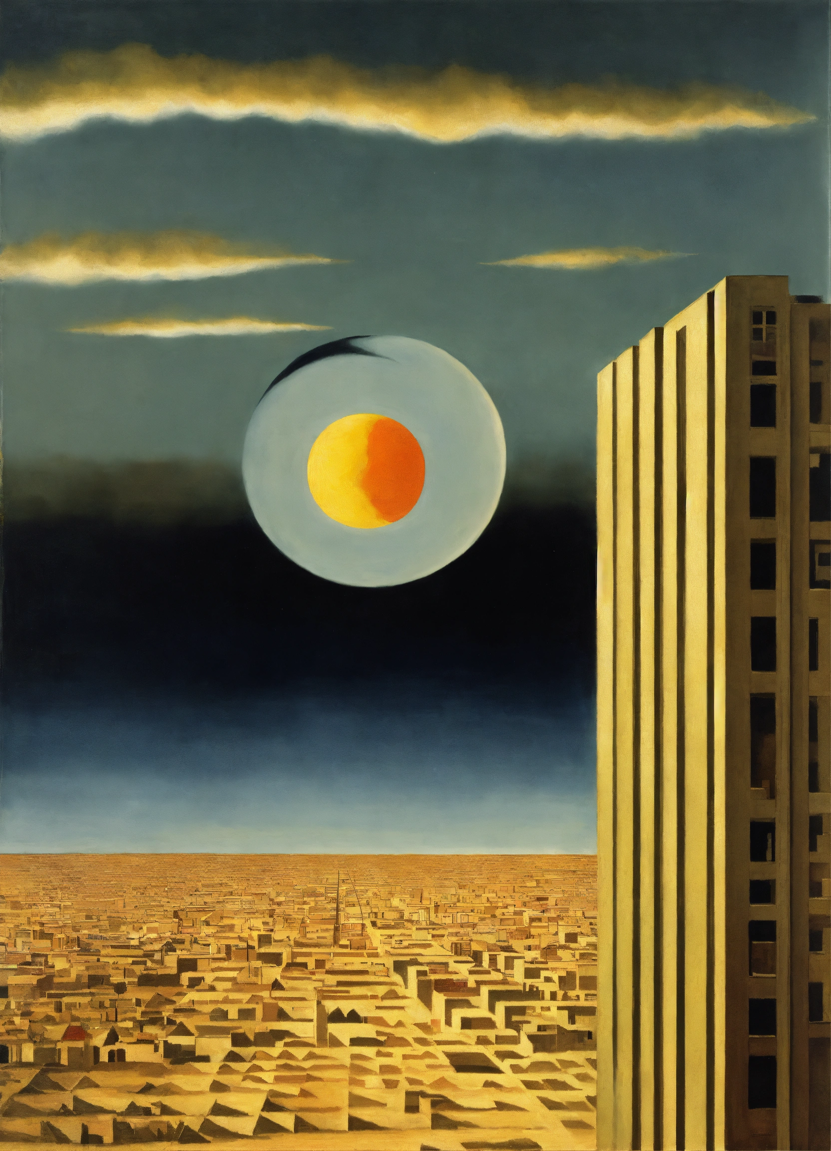Lexica - Sun melting into the moon rene magritte, , abstract
