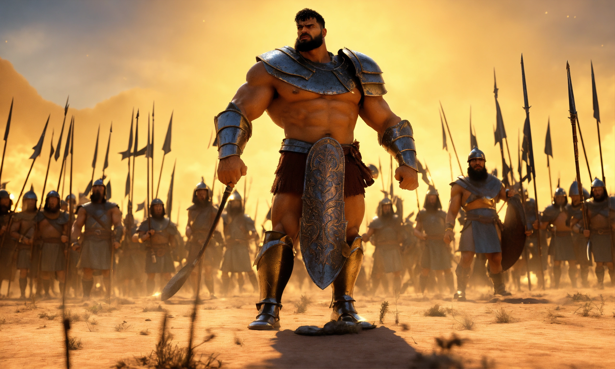 Lexica - Scene Description "Goliath, the massive Philistine warrior ...