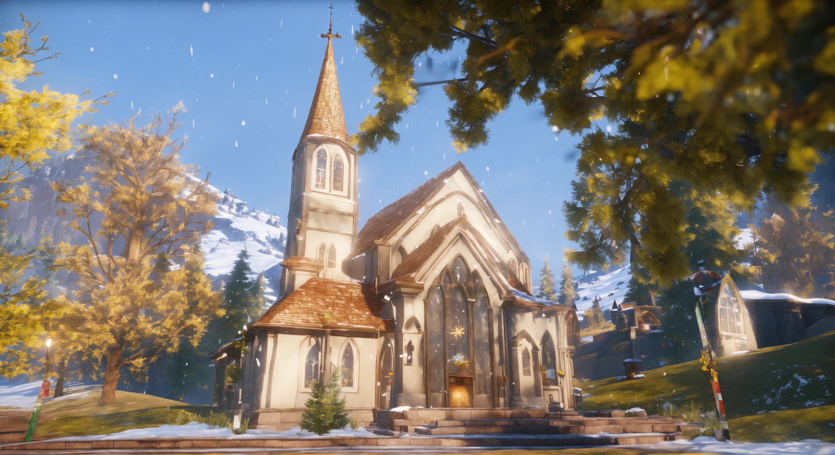 Lexica - This church inside of a snow globe, unreal engine render, 8k.