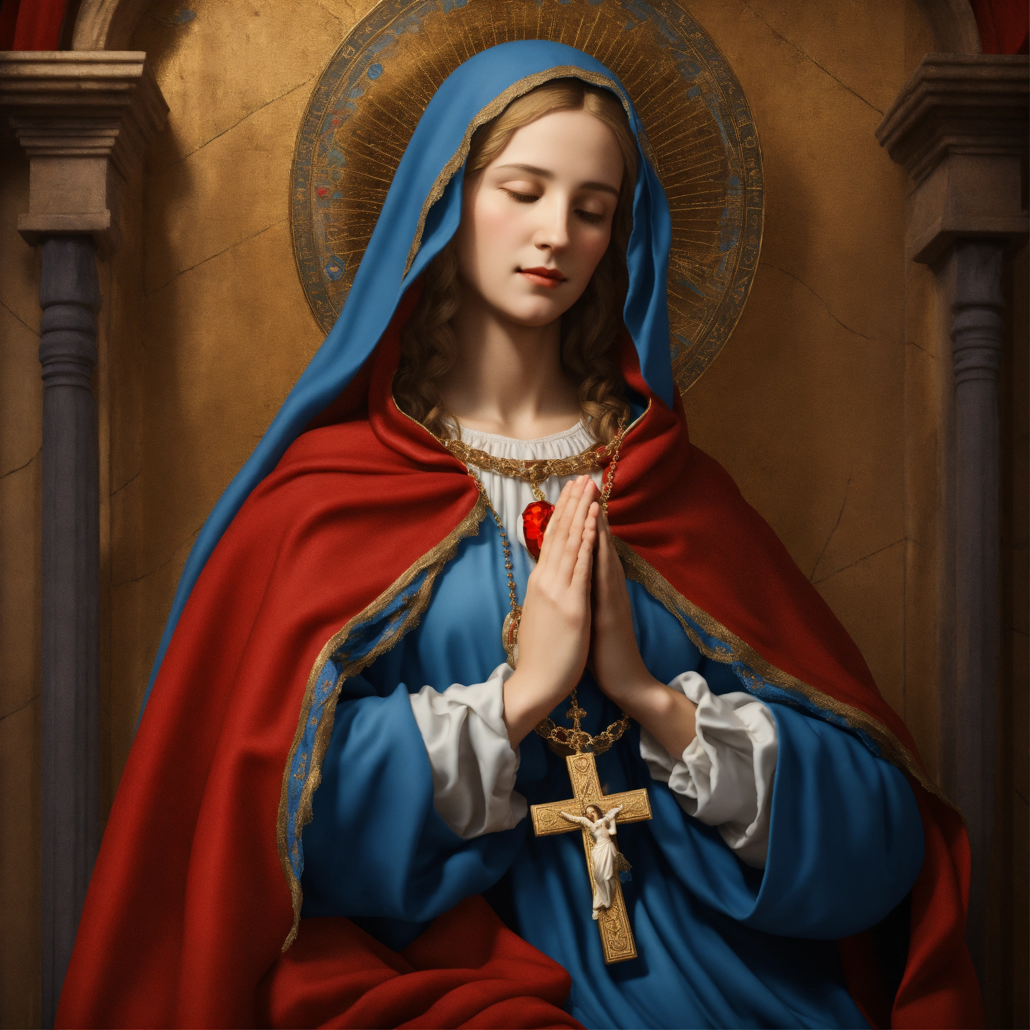 Lexica - Full body Catholic Portrait of Immaculate Heart of Mary Mother ...
