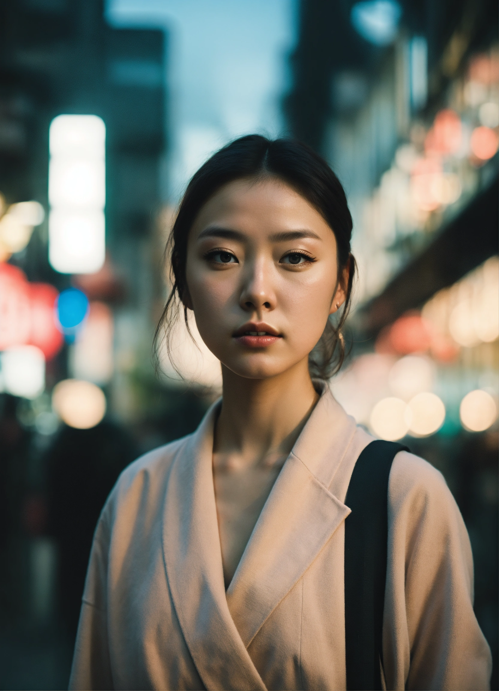 Lexica - Muted portrait photography from the waist up titled "Alone in ...