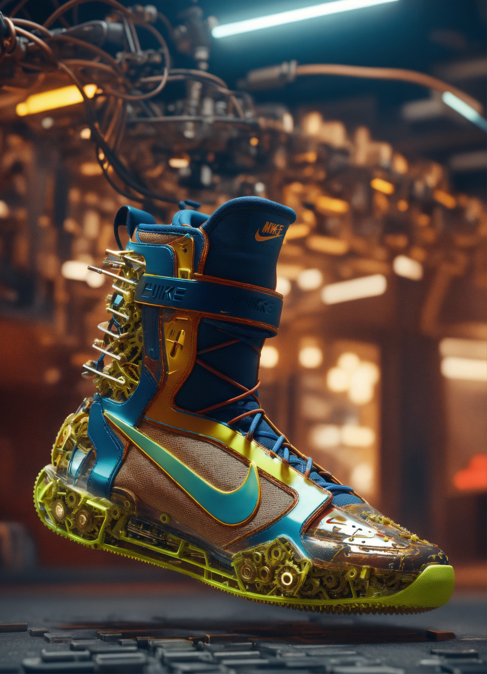 Lexica - Nike sneakers made out (gears, wires, mechanical, electronics ...