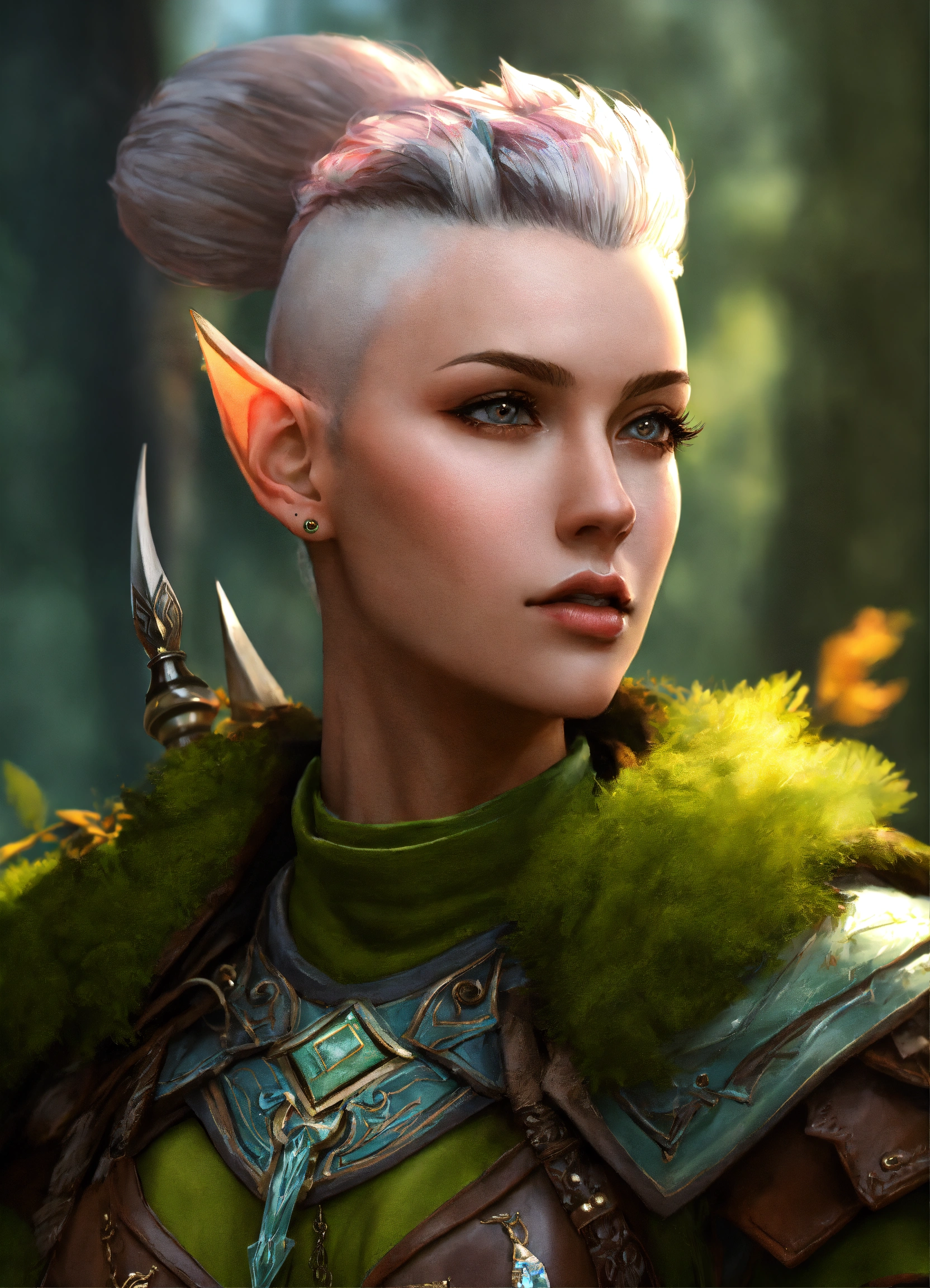 Lexica - Female elf ranger with sides of head shaved in mohawk