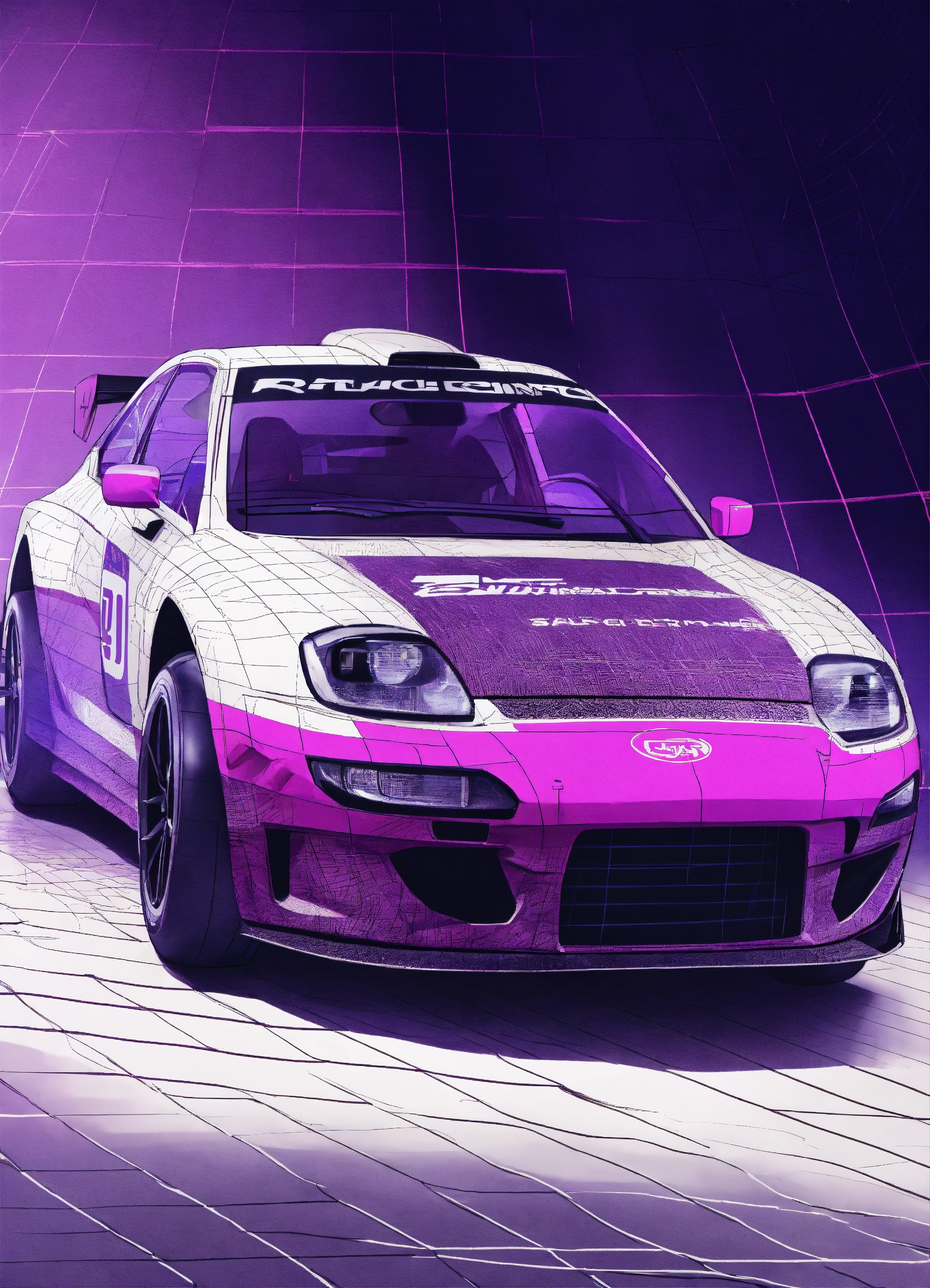 Lexica - Vehicle design technical drawing, on white grid paper fading ...